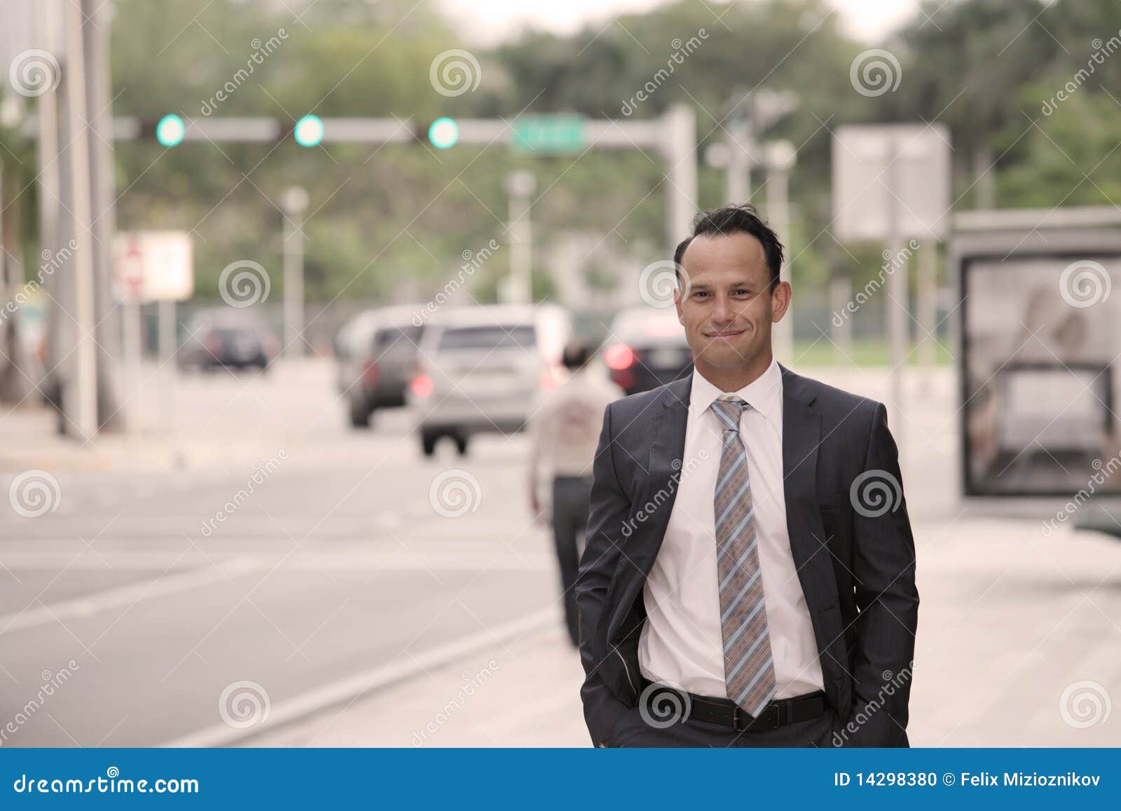Businessman Walking and Smiling Stock Photo - Image of attractive ...