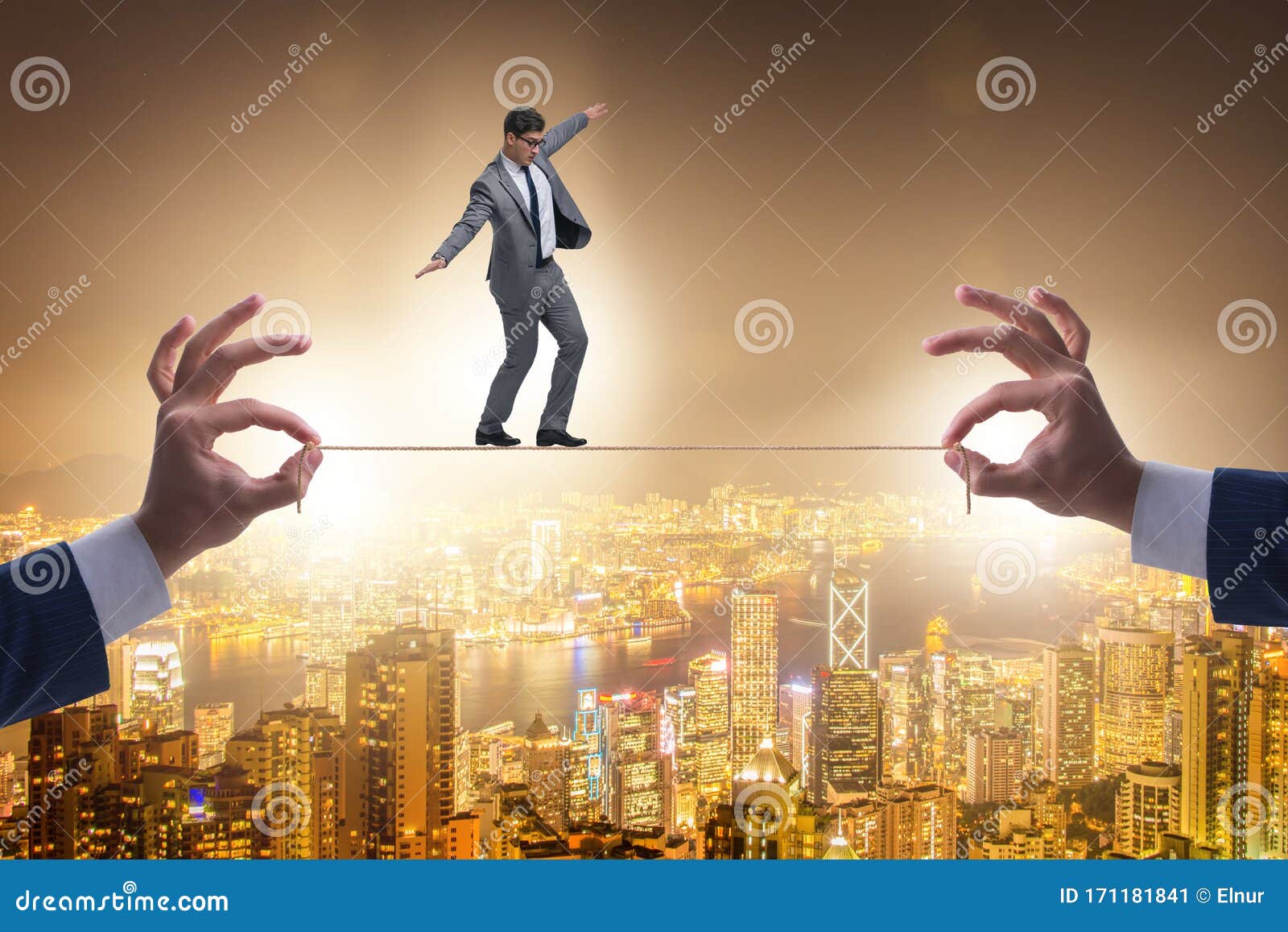 The Man Walking In Tight Rope Blindfold Royalty-Free Stock Photography ...
