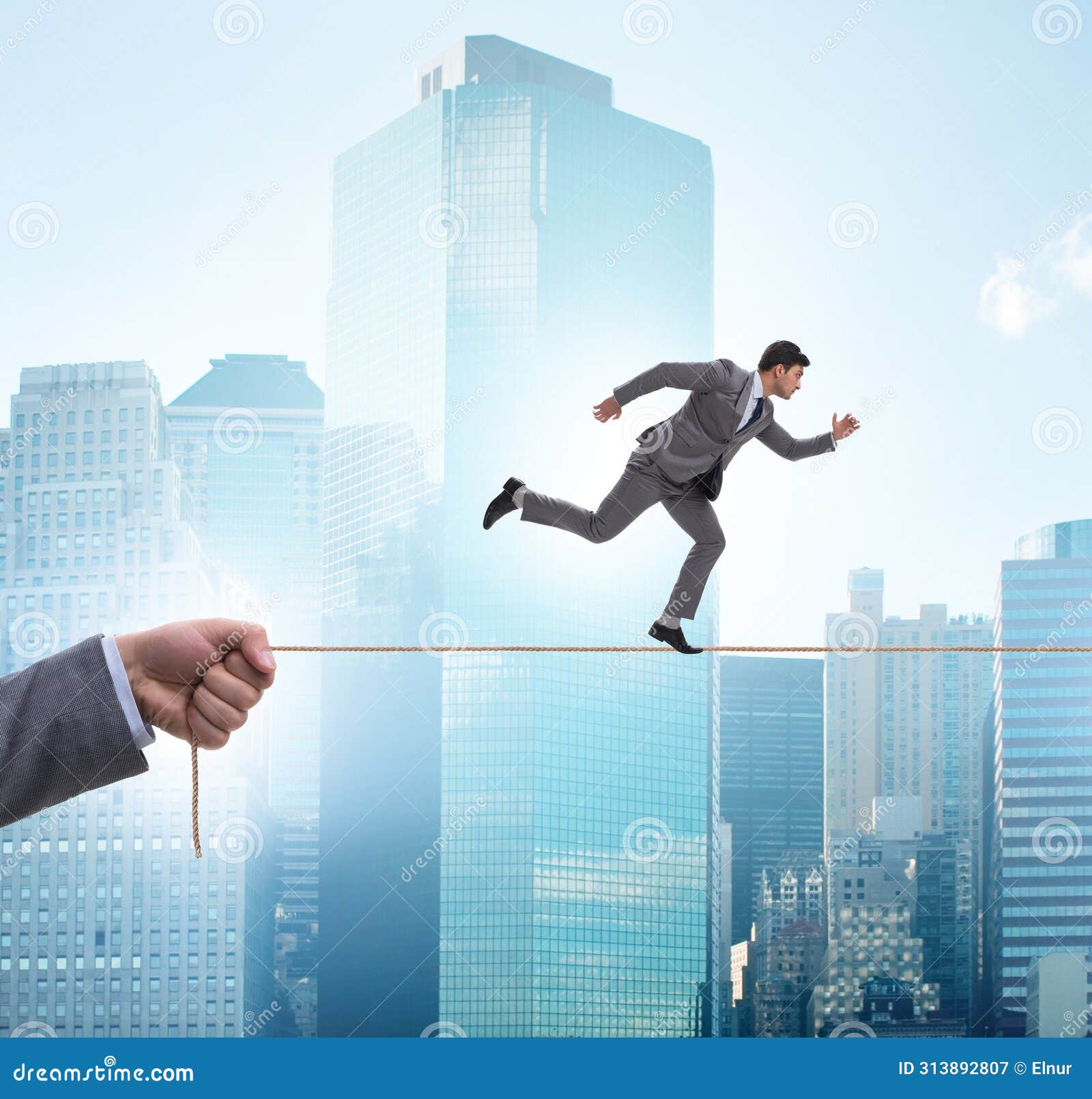 Businessman Walking on Tight Rope Stock Image - Image of danger ...