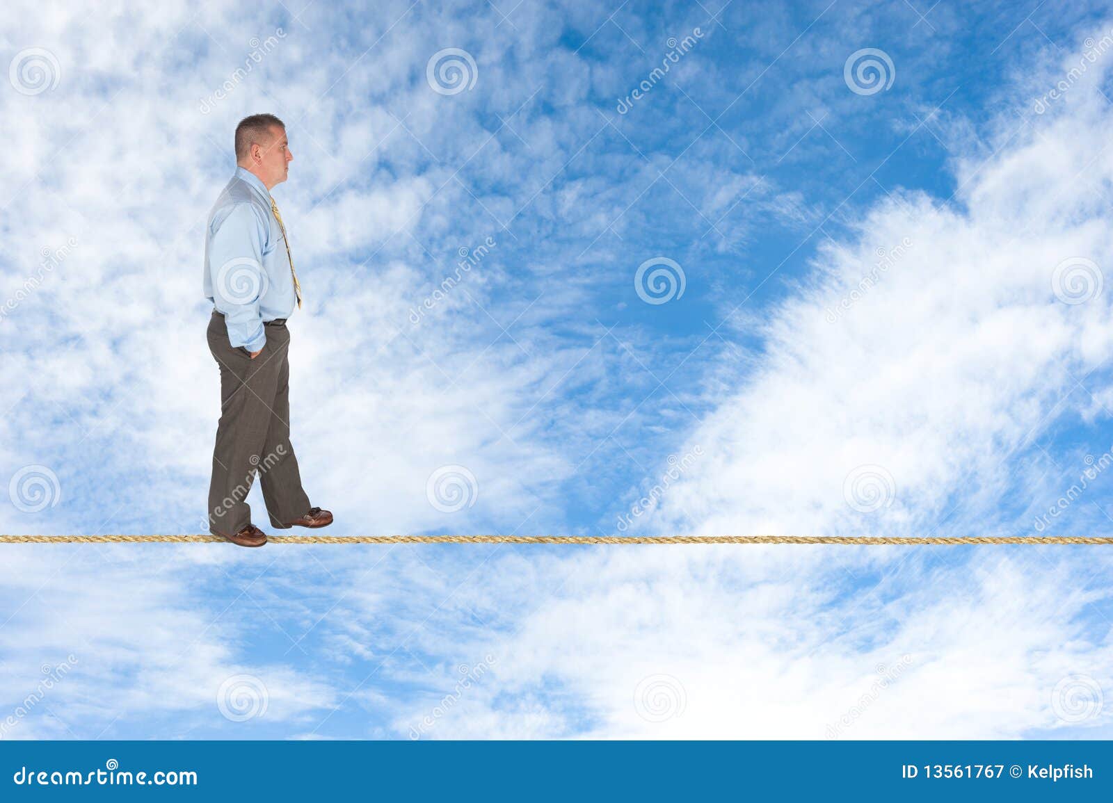 Businessman Walking on Tightrope Stock Image - Image of balance ...