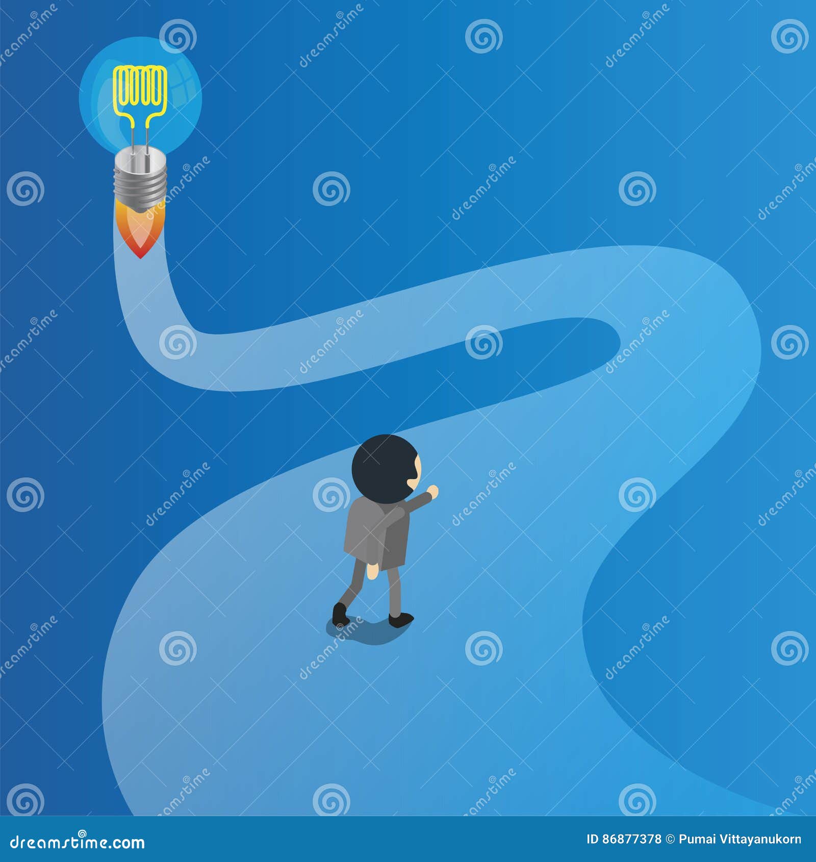 Businessman Walking To Light Bulb Stock Vector - Illustration of ...