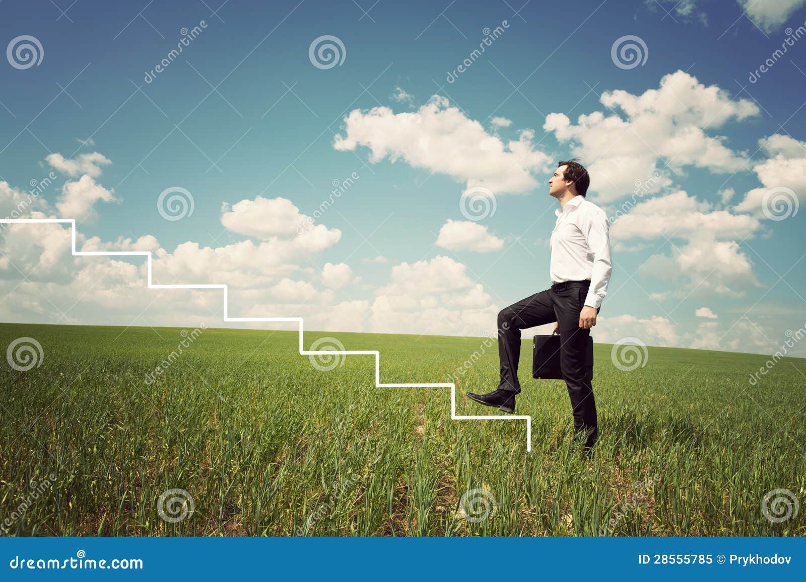 Businessman in Walks Up the Ladder Stock Image - Image of male ...