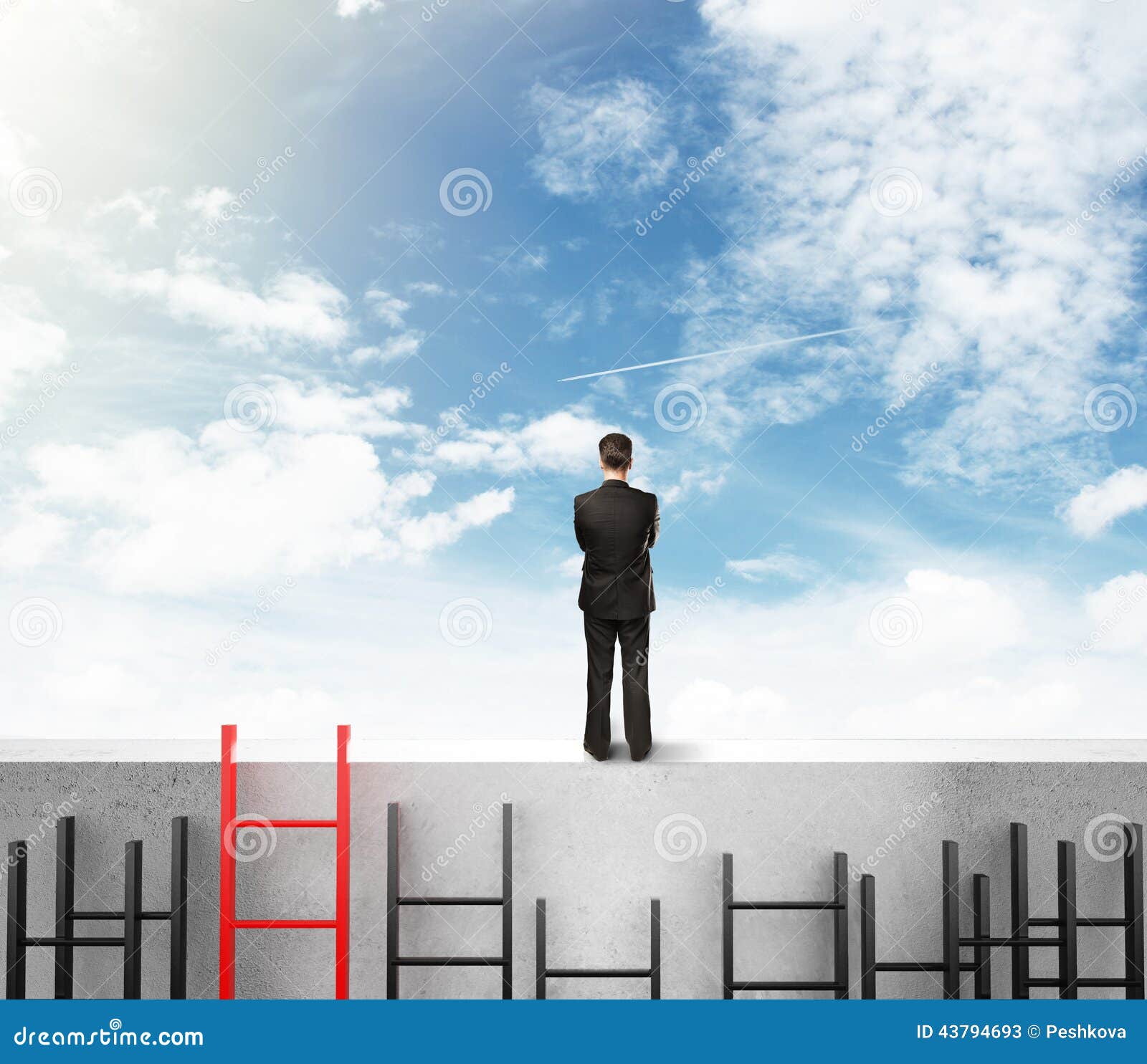 Businessman on wall stock image. Image of inside, contemporary - 43794693