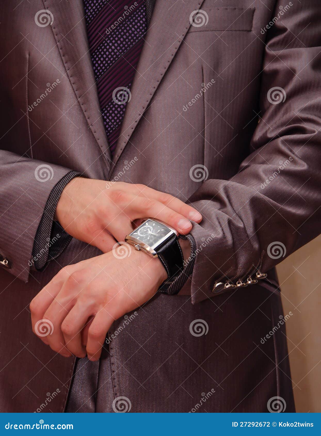 Businessman Watching His Clock Stock Photo - Image of people, male ...