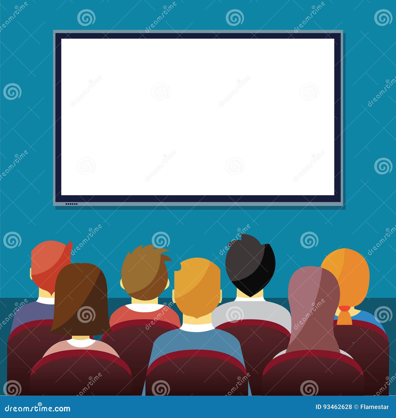 Businessman Watching Presentation on the Big Screen. Stock Vector ...