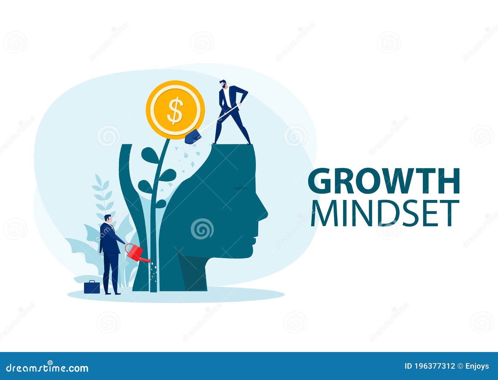 Businessman Water the Plants Money Think for Growth Mindset Concept ...
