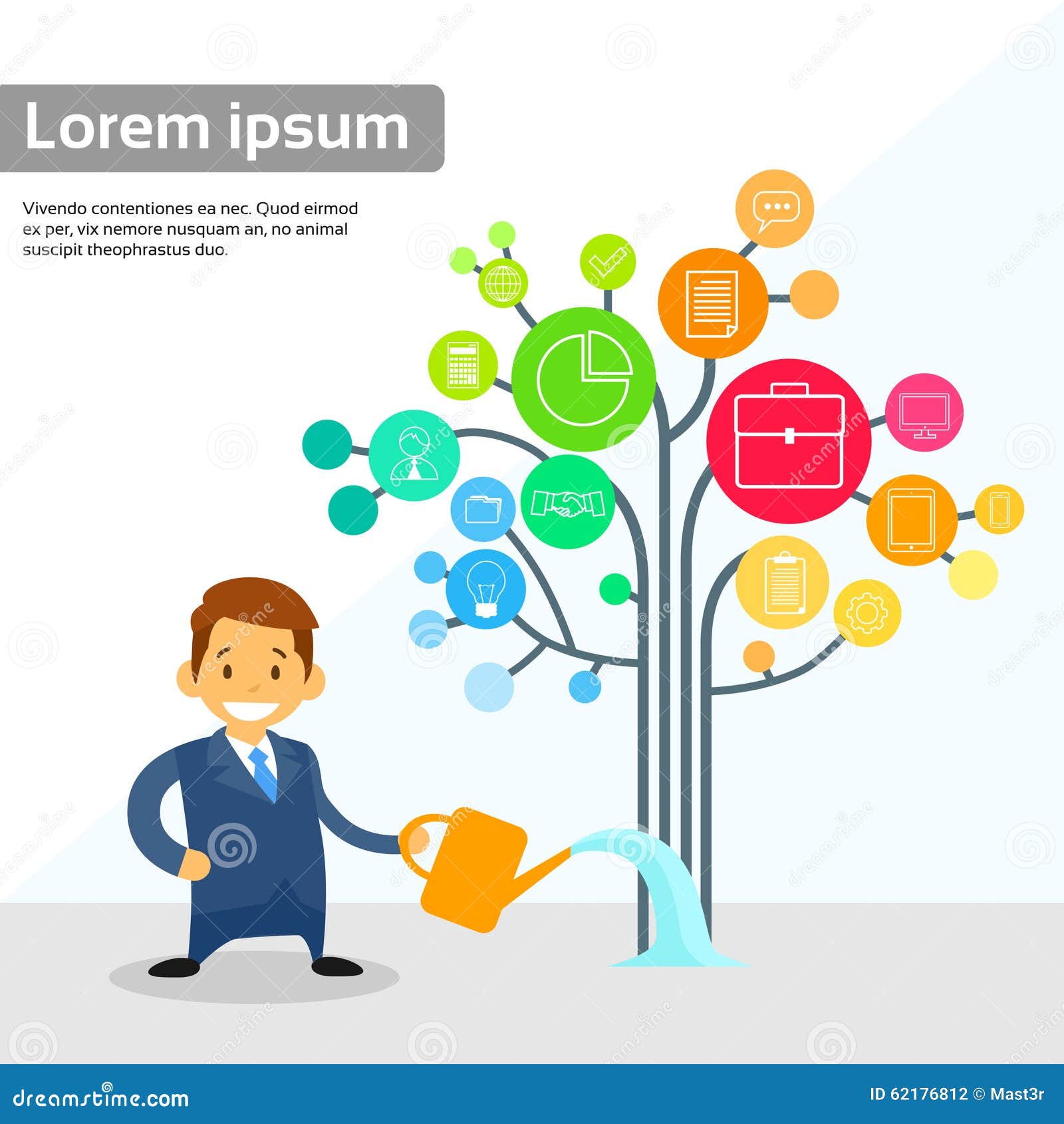 Businessman Watering Business Icon Tree Flat Stock Vector ...