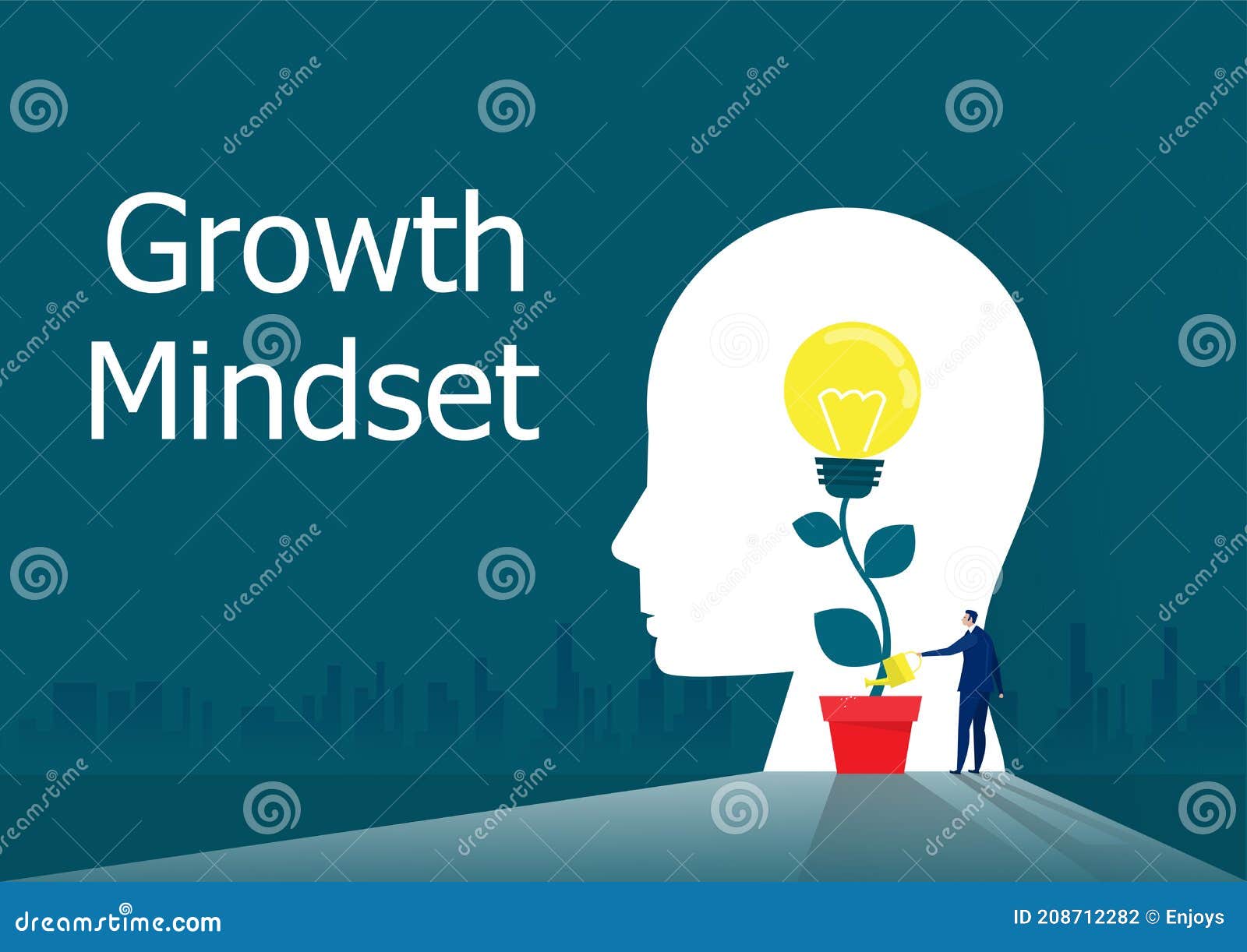 Businessman Watering Plants with Light Bulb for Put Think Growth ...