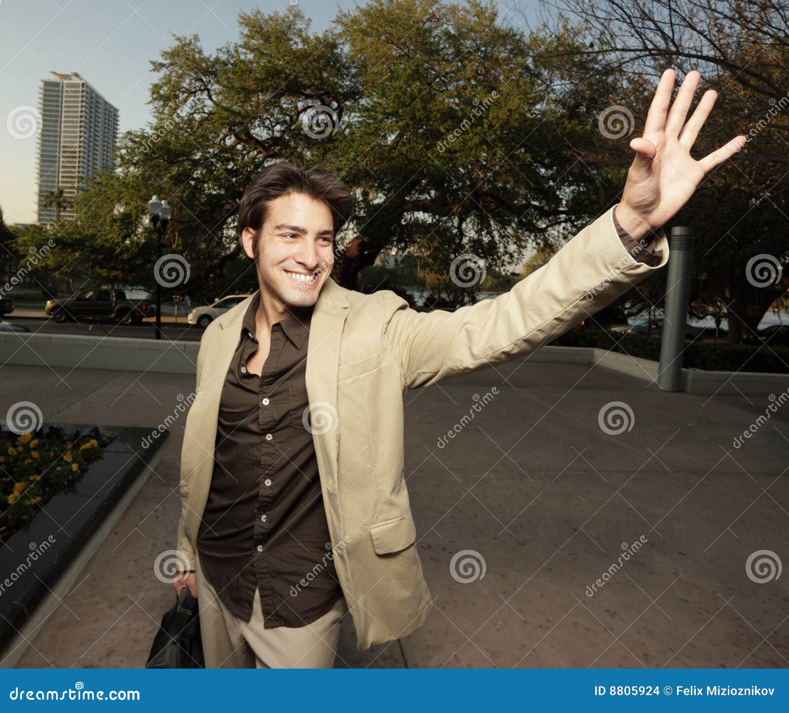 Businessman waving stock photo. Image of male, expressing - 8805924