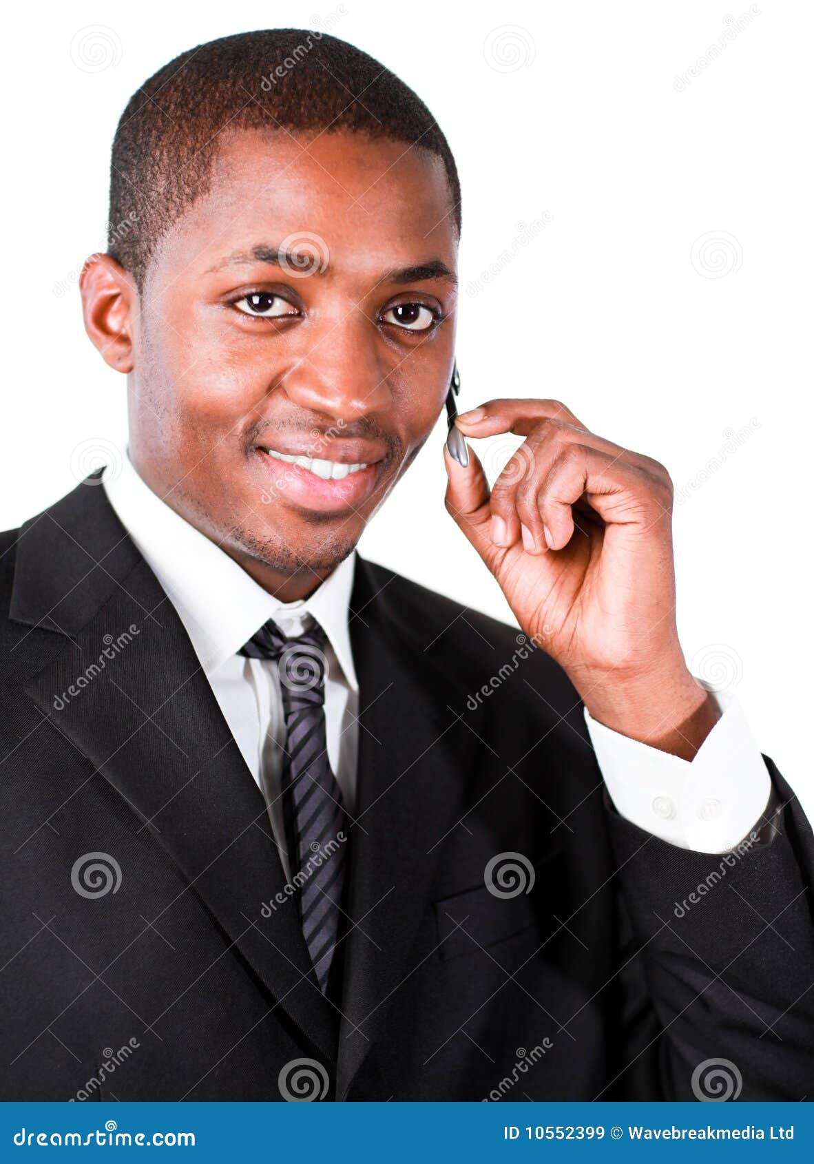 Businessman Wearing an Earpiece Stock Image - Image of mobile, success ...