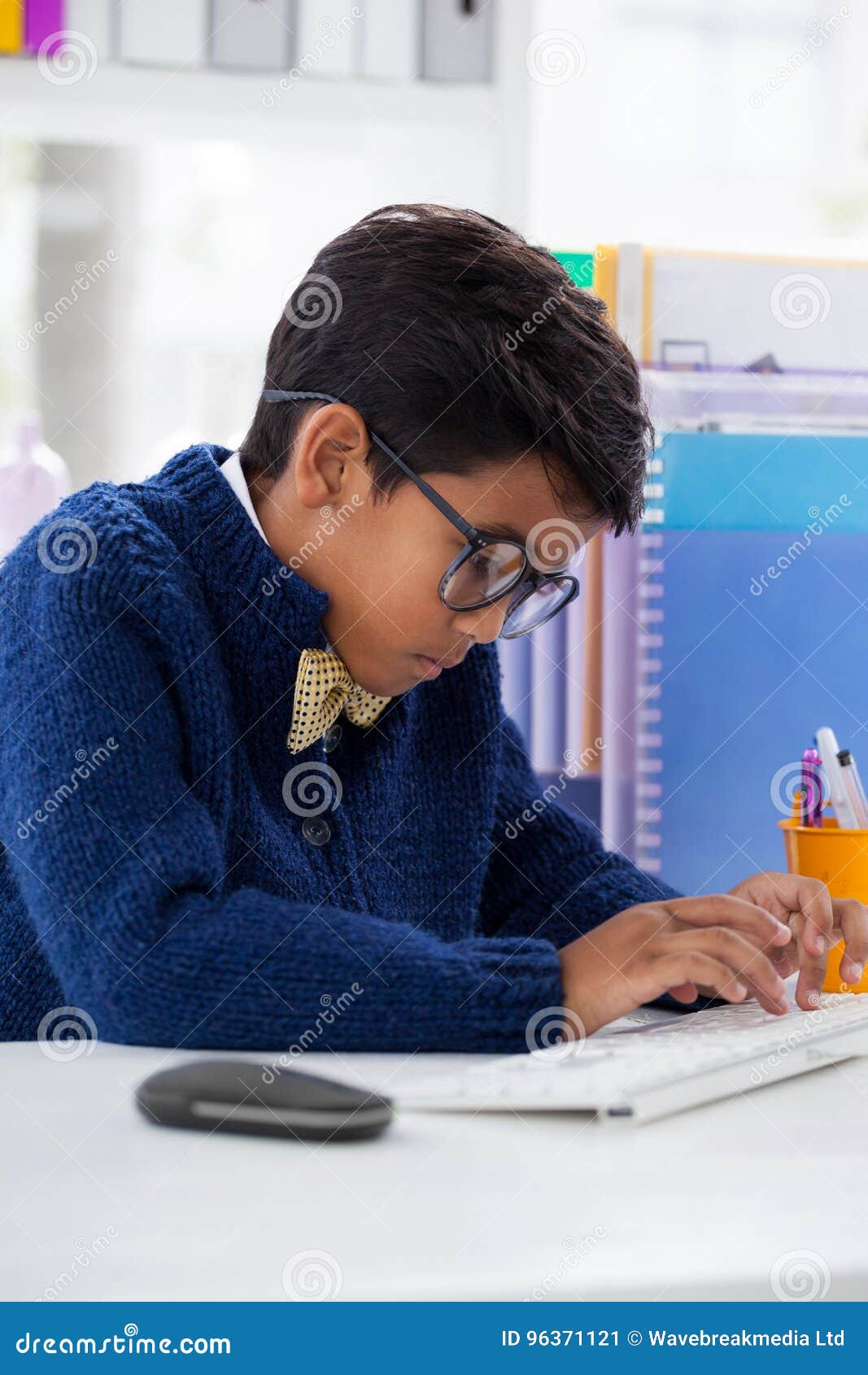 Businessman Wearing Eyeglasses while Using Desktop Computer Stock Image ...