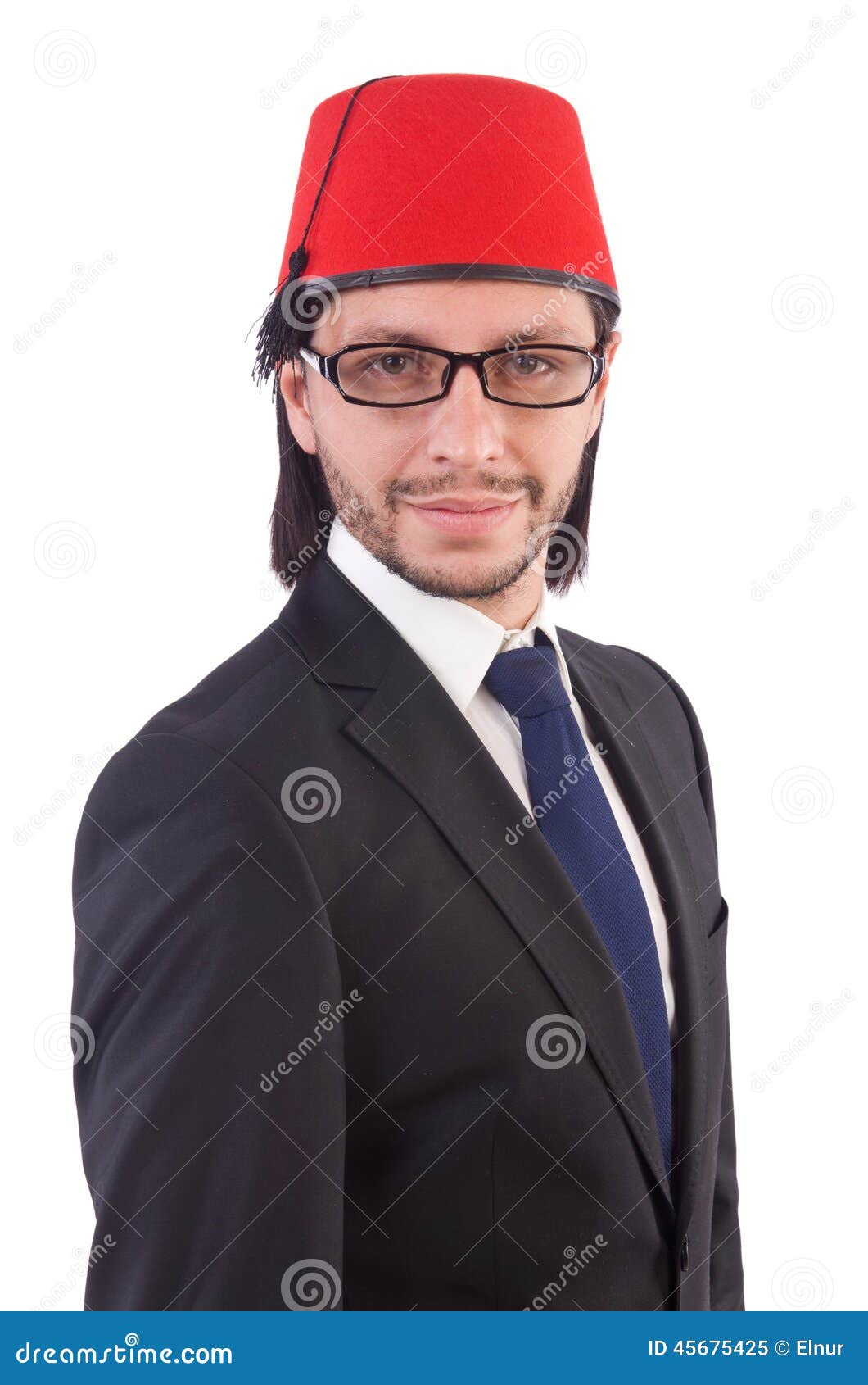 Businessman Wearing Fez Hat Isolated Stock Image - Image of middle ...
