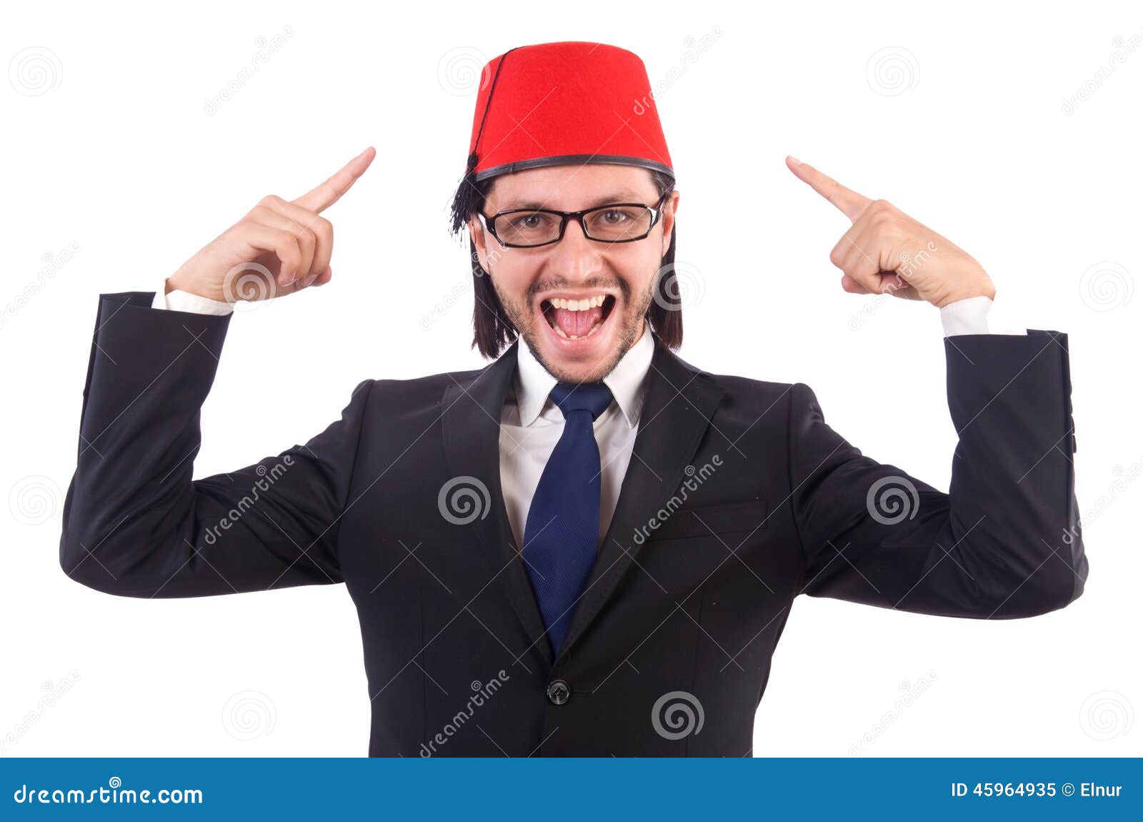 Businessman Wearing Fez Hat Isolated Stock Image - Image of east, arab ...