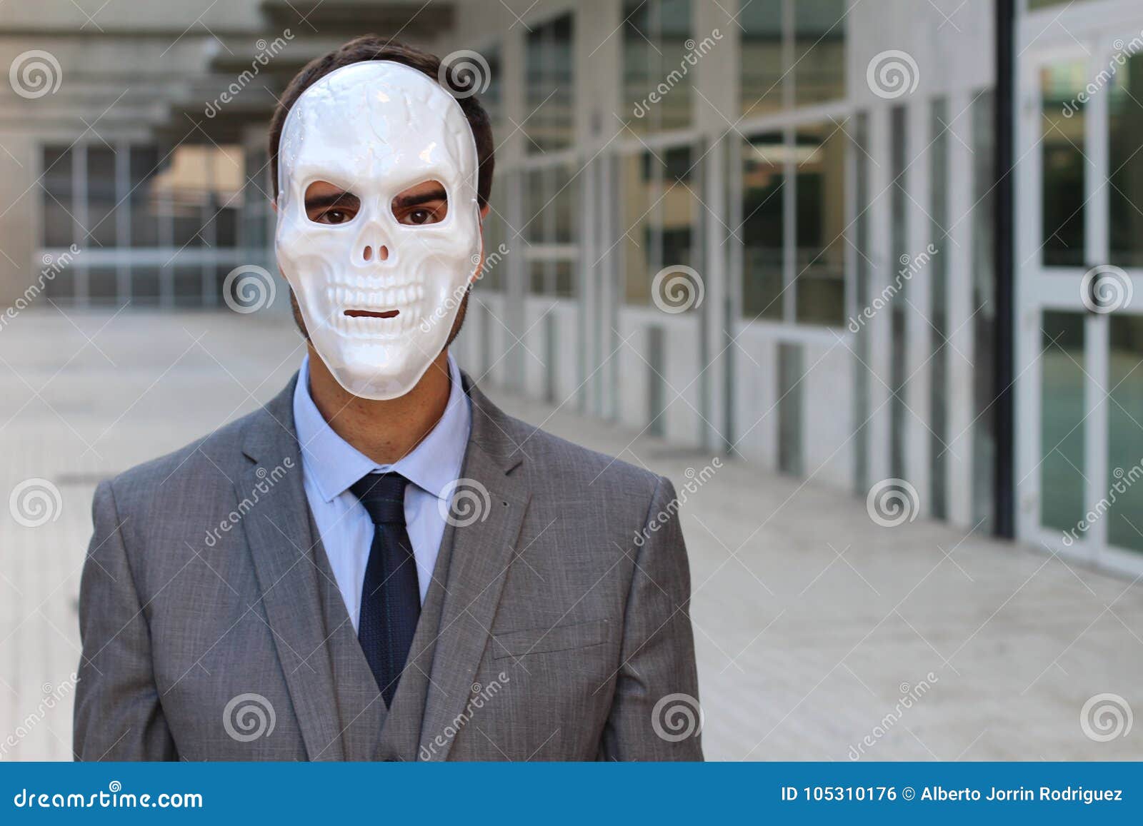 Businessman Wearing a Horrible Mask Stock Photo - Image of angry ...