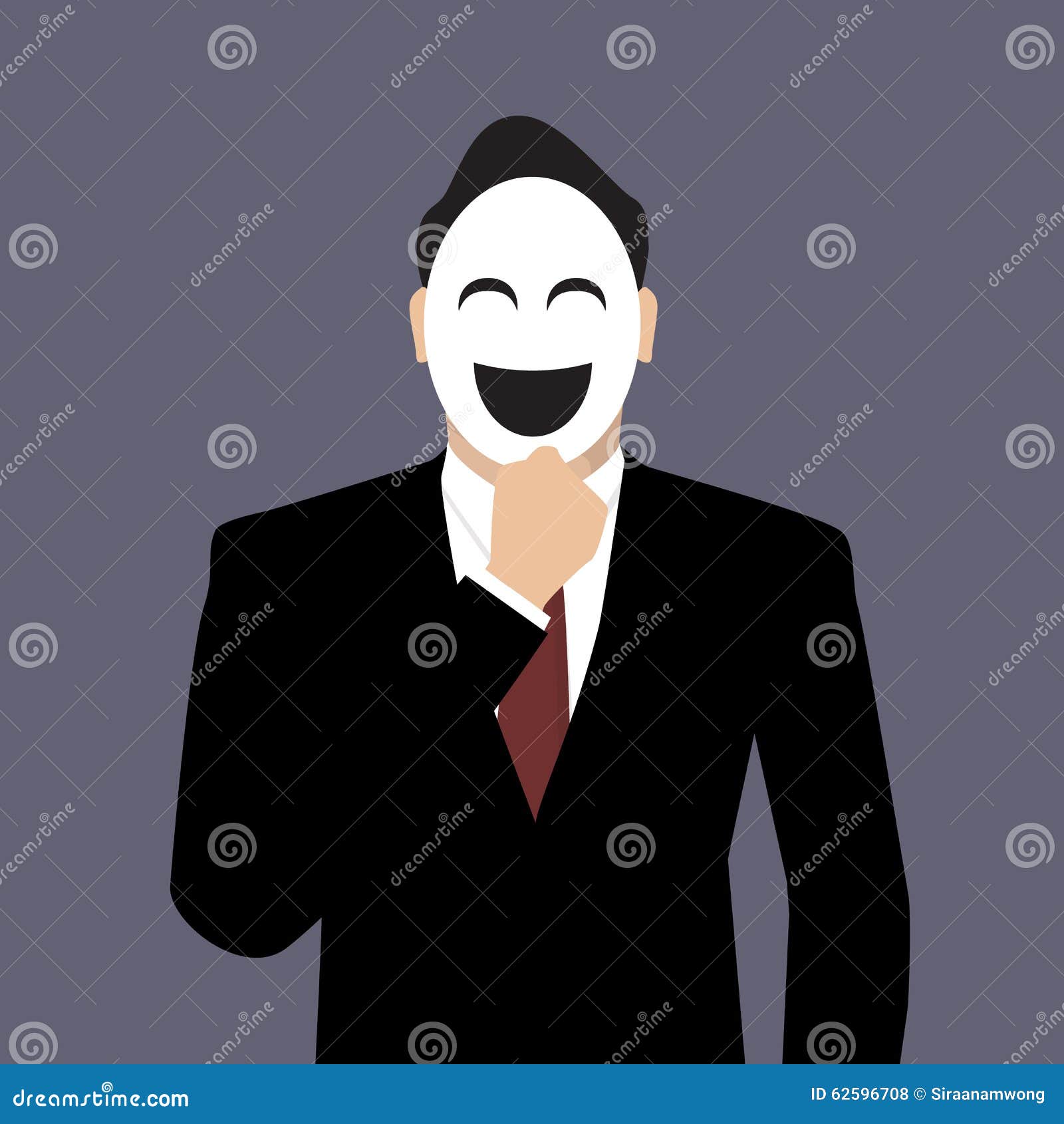 Businessman Wearing a Laughing Mask Stock Vector - Illustration of ...