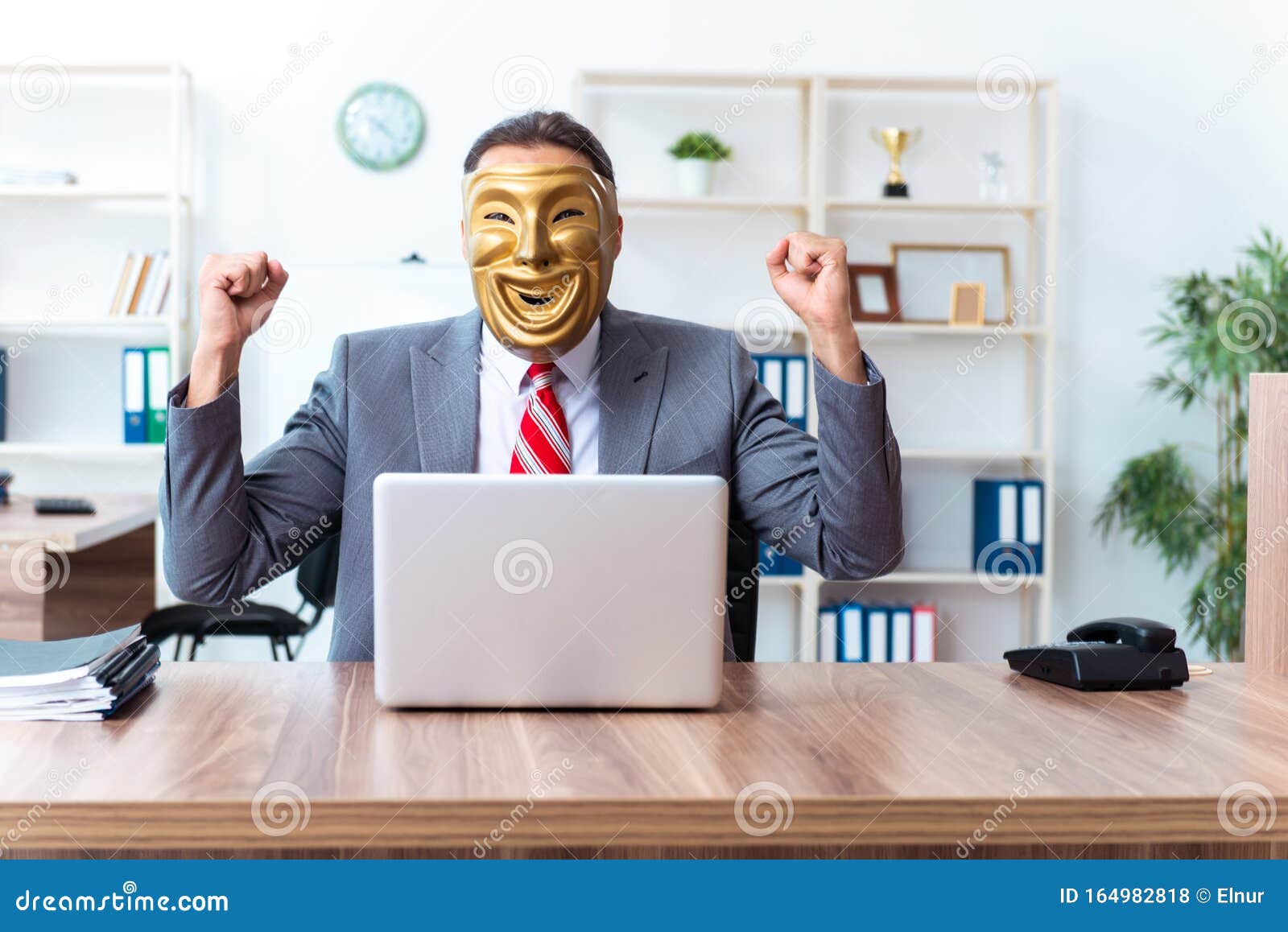 Businessman Wearing Mask in Hypocrisy Concept Stock Photo - Image of ...