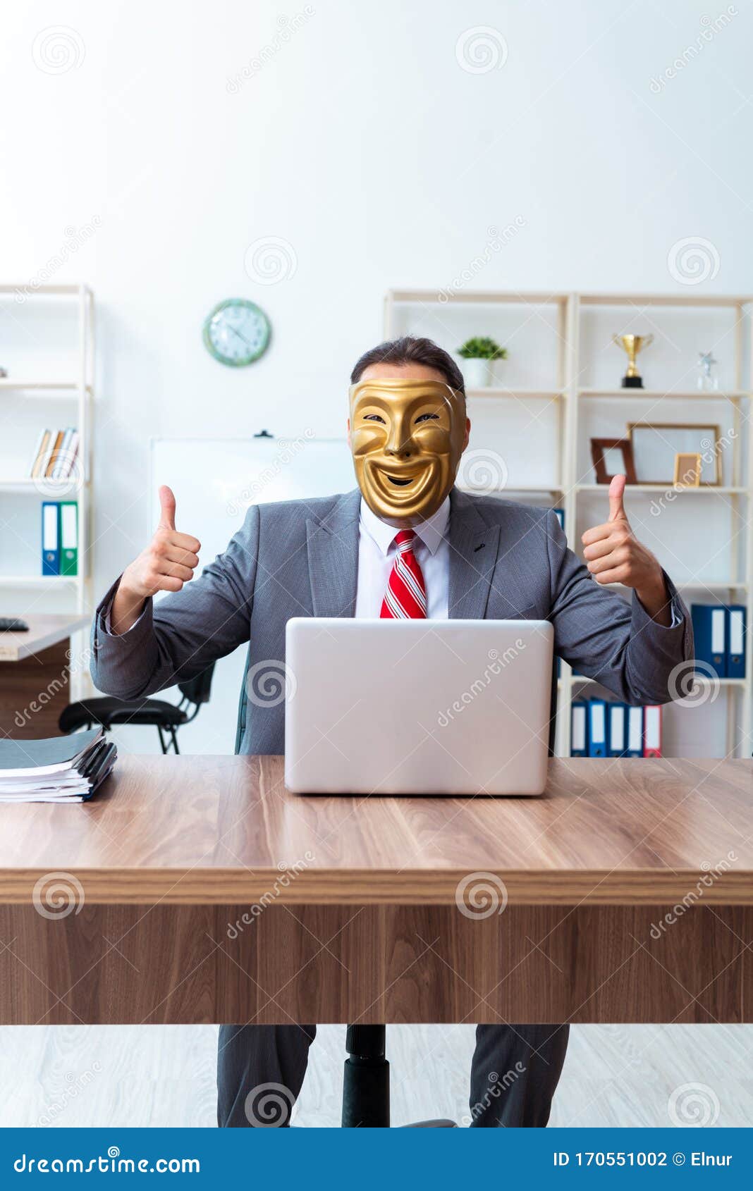 Businessman Wearing Mask in Hypocrisy Concept Stock Photo - Image of ...