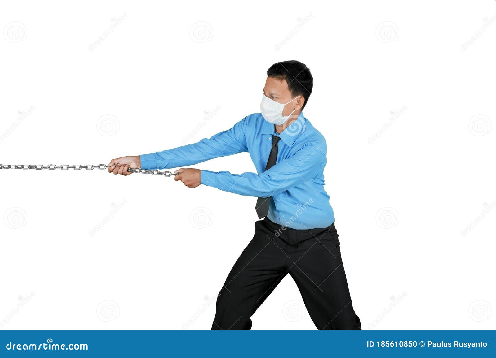 Businessman Wearing Mask and Pulling Something Stock Photo - Image of ...