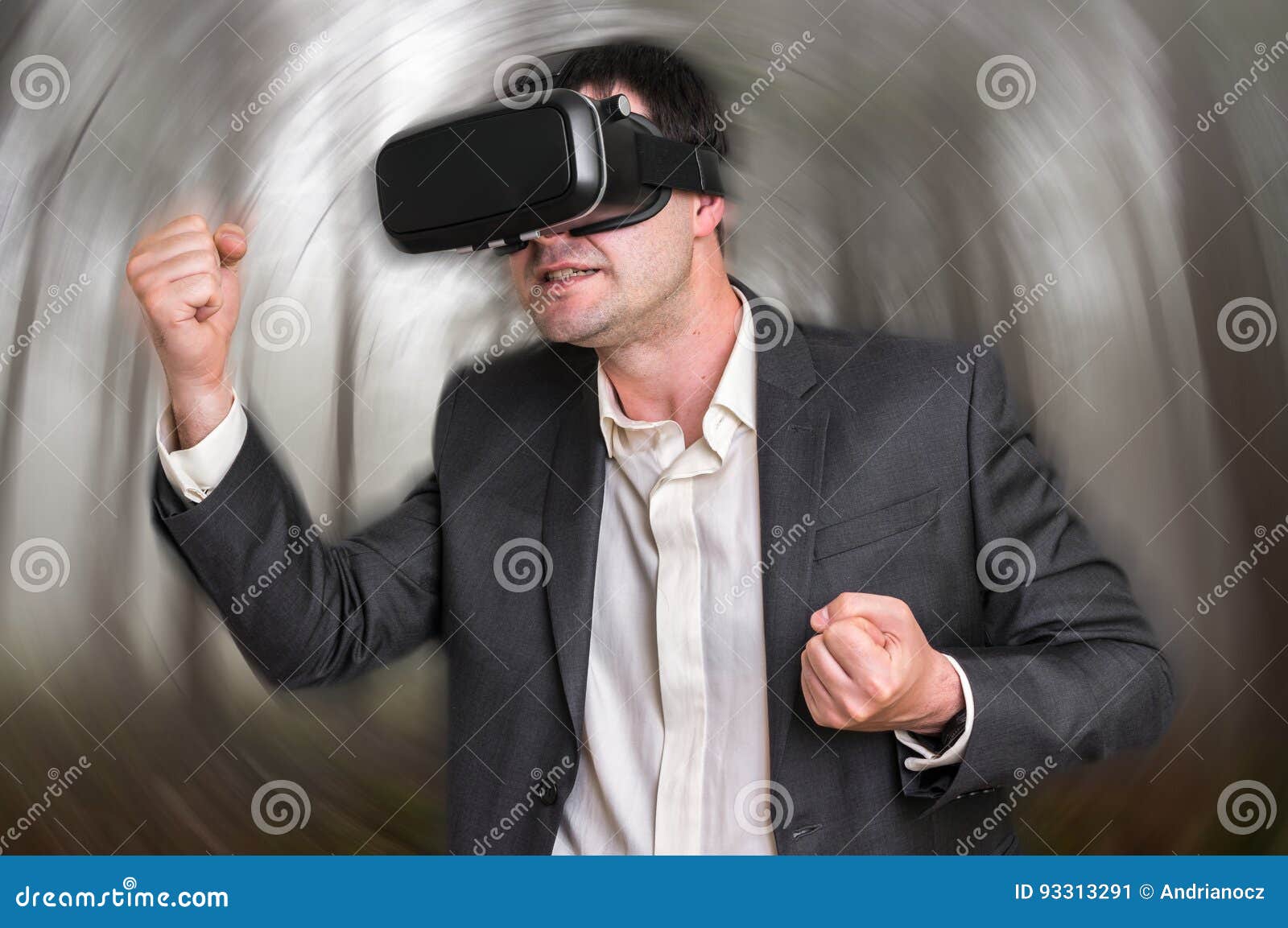Businessman Wearing Virtual Reality Goggles Stock Image - Image of ...