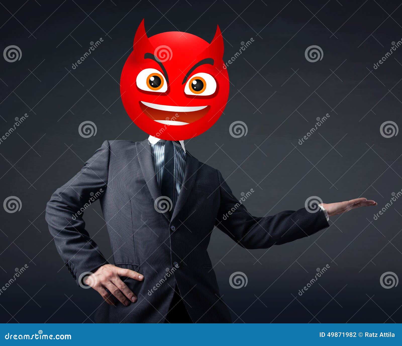 Businessman Wears Devil Smiley Face Stock Photo - Image of gesturing ...