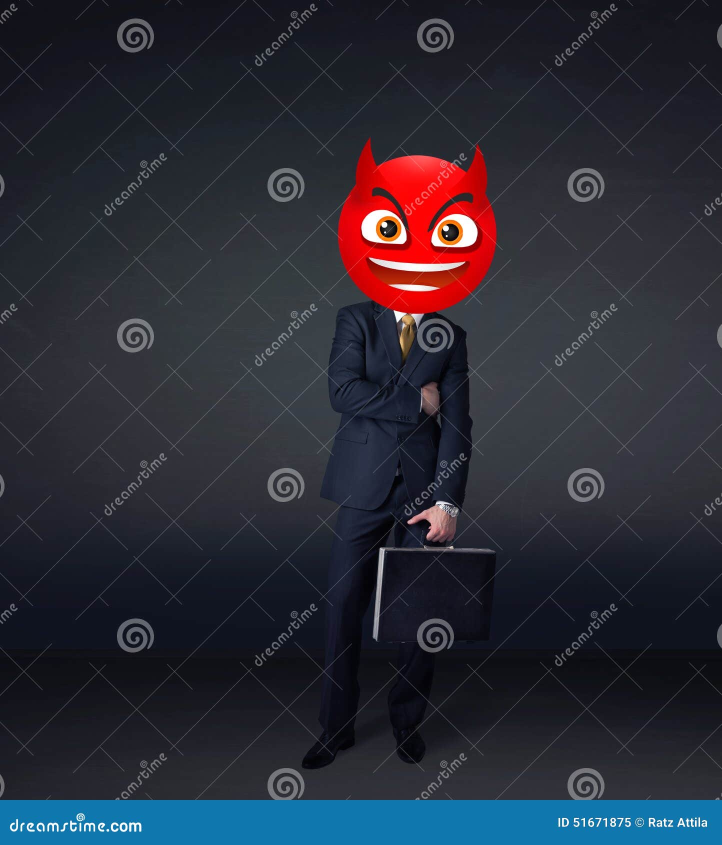 Businessman Wears Devil Smiley Face Stock Image - Image of head, mask ...
