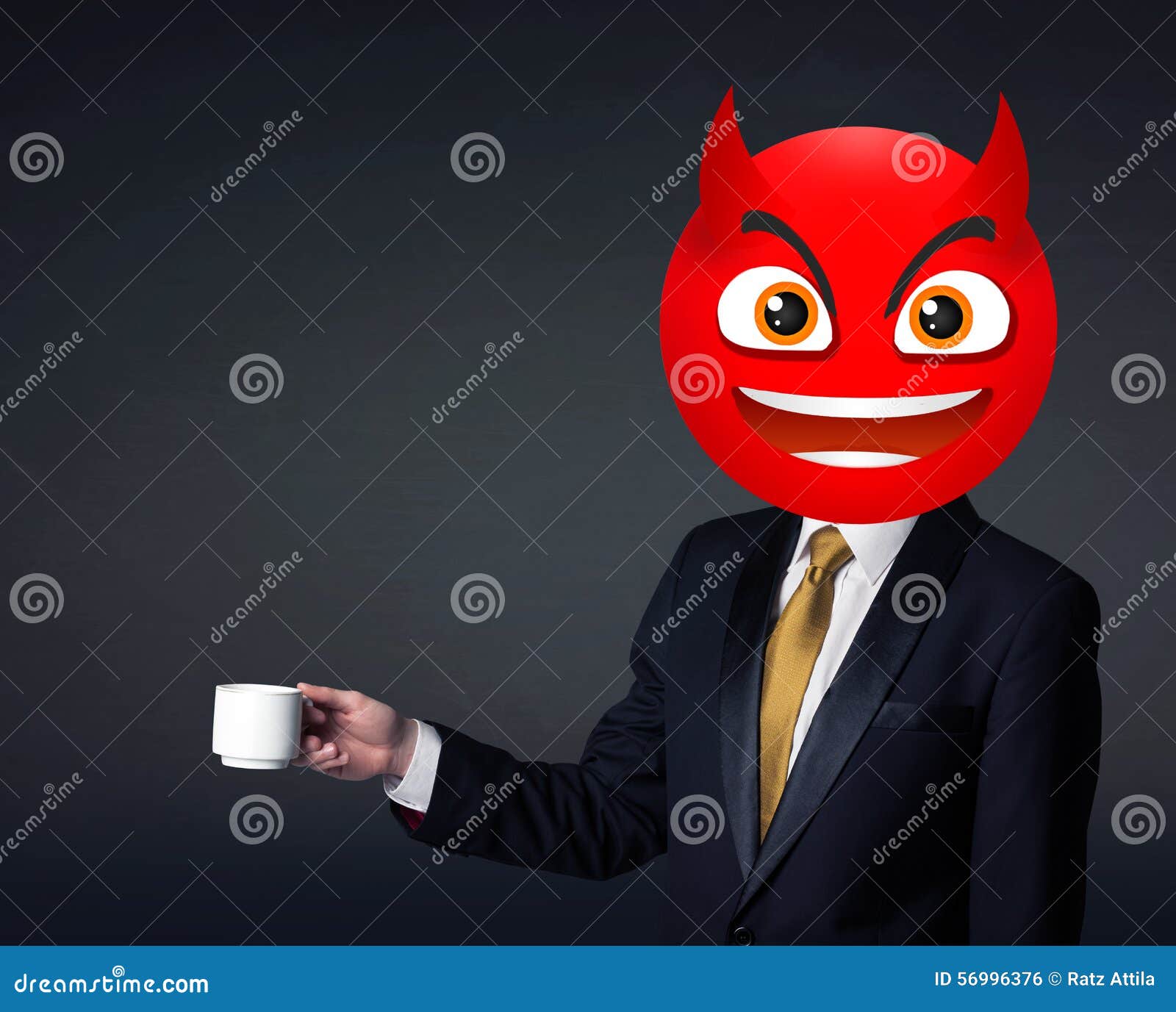 Businessman Wears Devil Smiley Face Stock Photo - Image of evil ...
