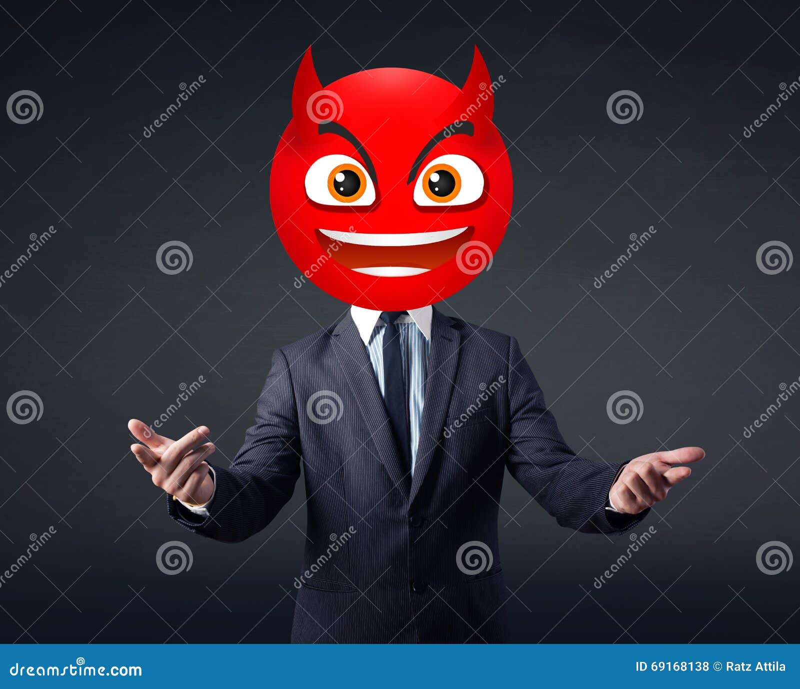 Businessman Wears Devil Smiley Face Stock Photo - Image of funny, adult ...