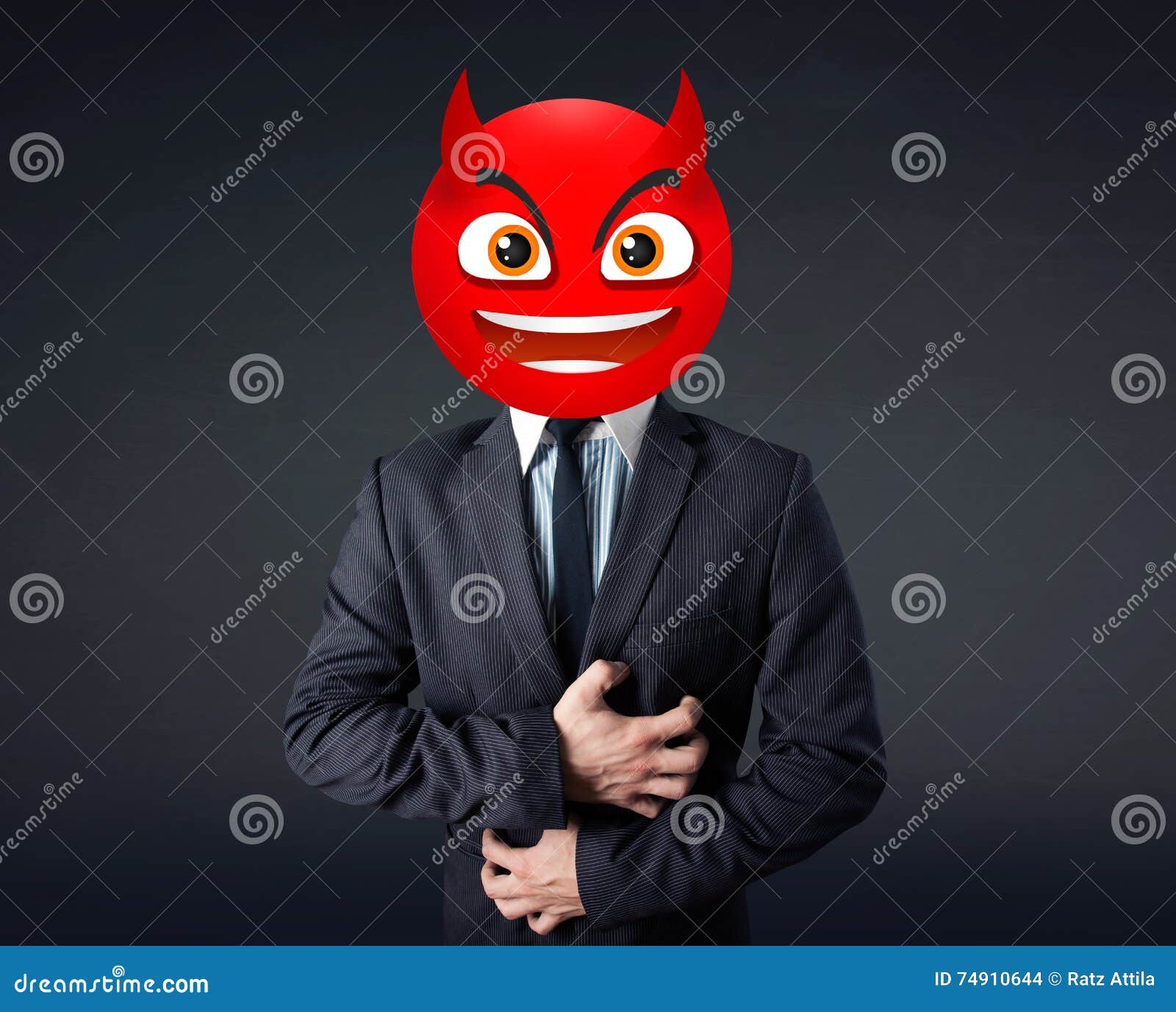 Businessman Wears Devil Smiley Face Stock Photo - Image of happiness ...