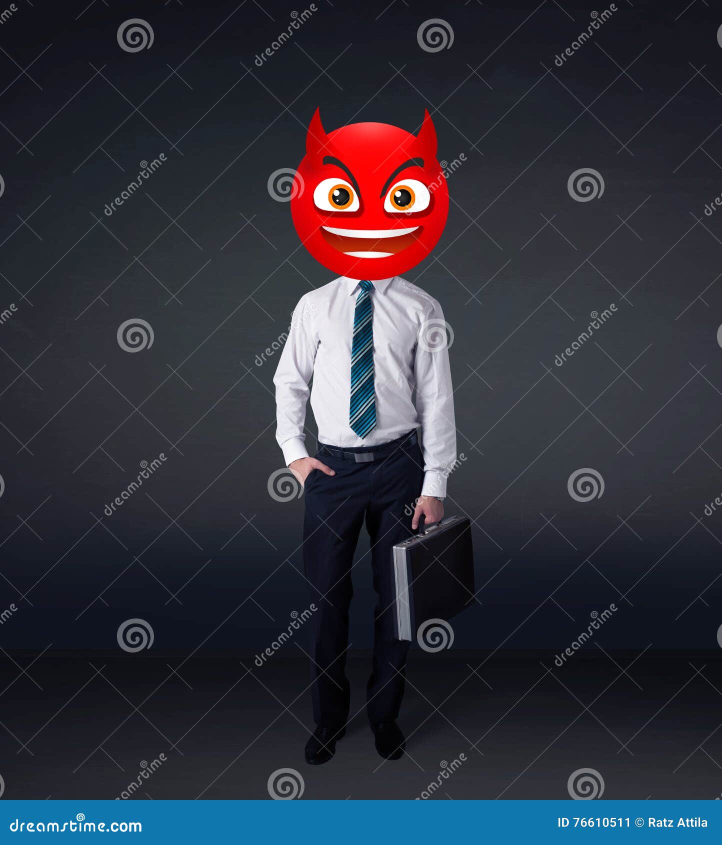 Businessman Wears Devil Smiley Face Stock Image - Image of expression ...