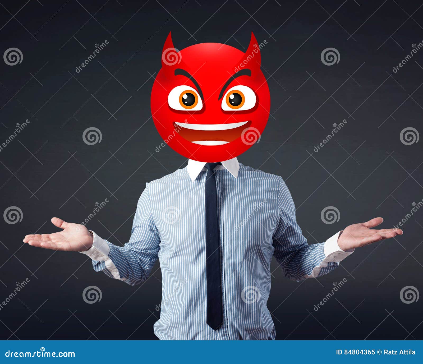 Businessman Wears Devil Smiley Face Stock Image - Image of monster ...
