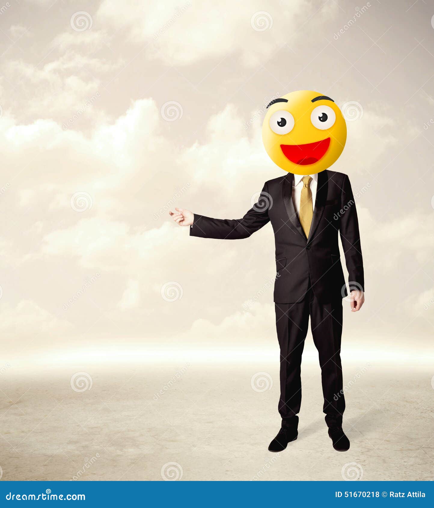 Businessman Wears Yellow Smiley Face Stock Photo - Image of sign ...