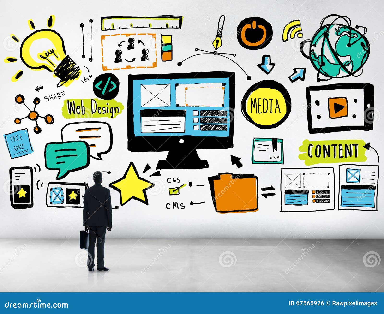 Businessman Web Design Content Looking Up Idea Concept Stock Photo ...