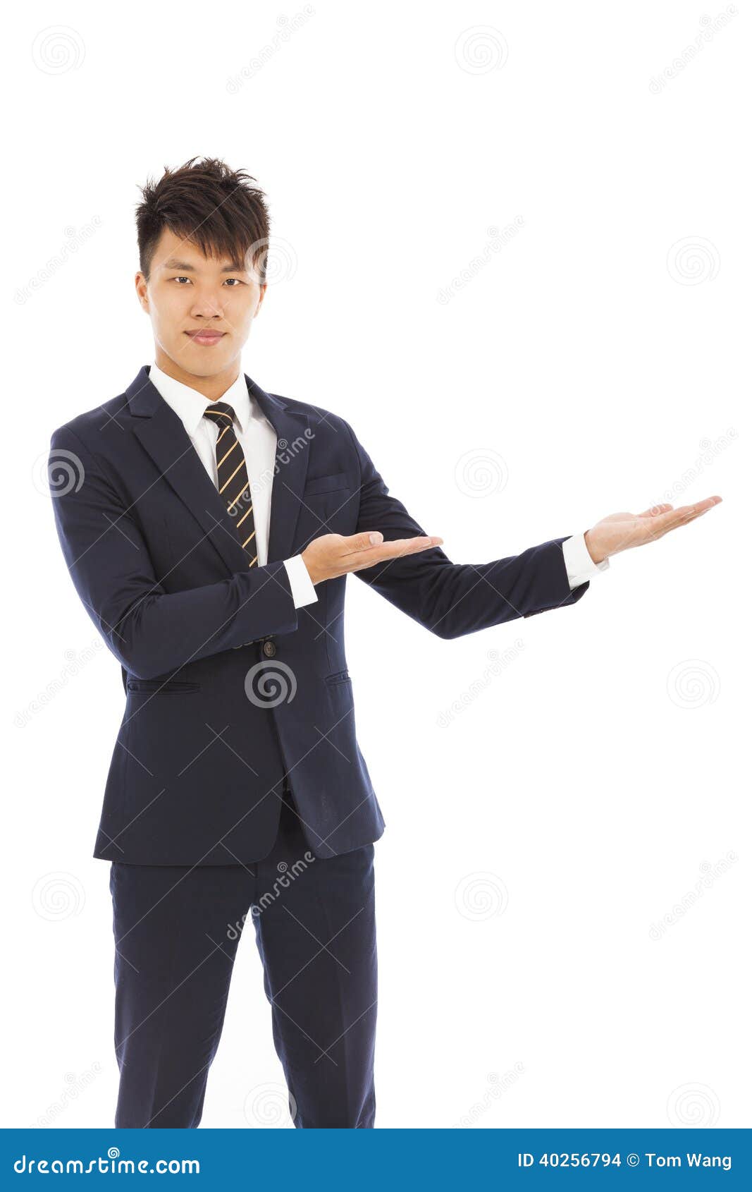 Businessman with Welcome and Showing Gesture Stock Photo - Image of ...