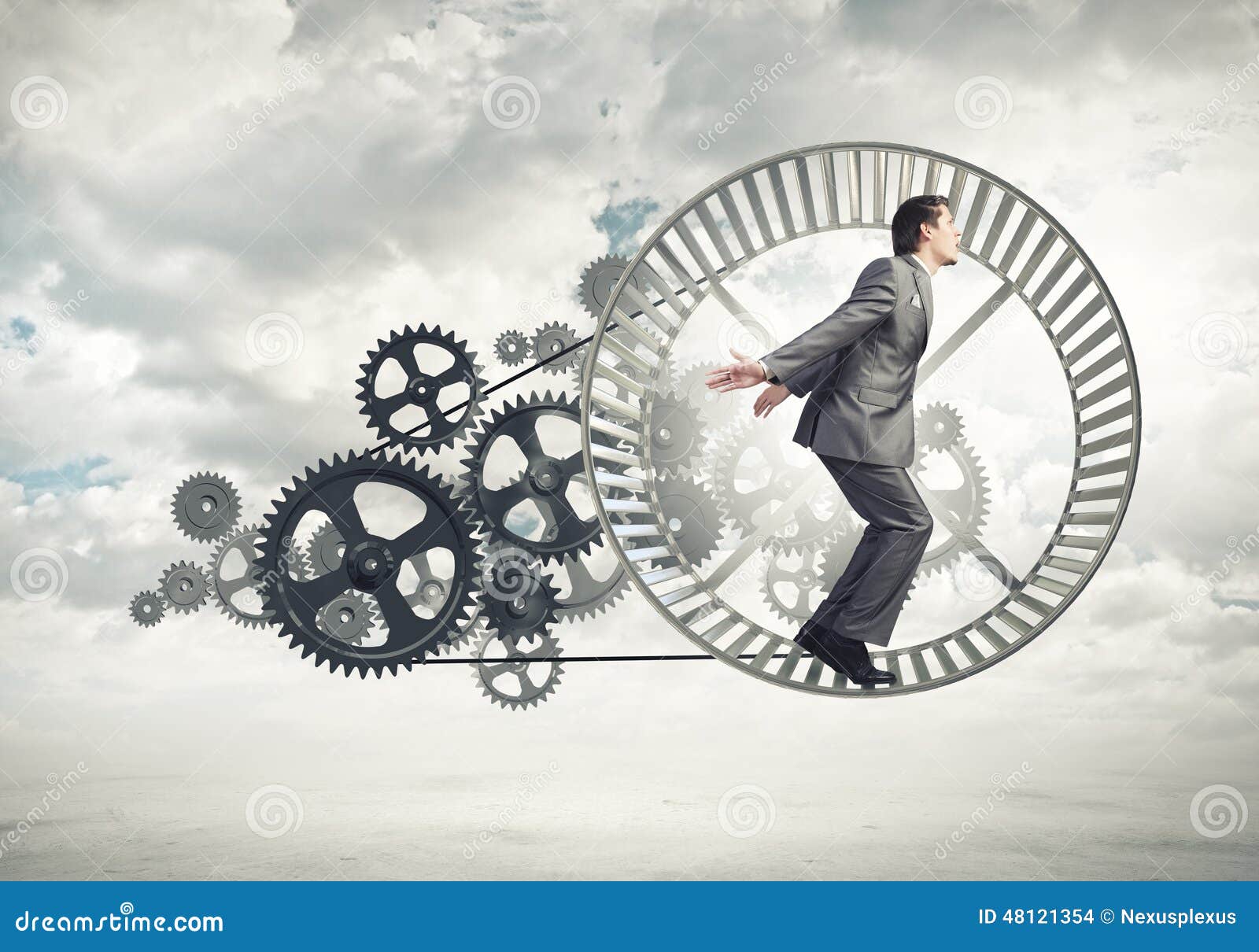 Businessman in wheel stock photo. Image of mechanism - 48121354
