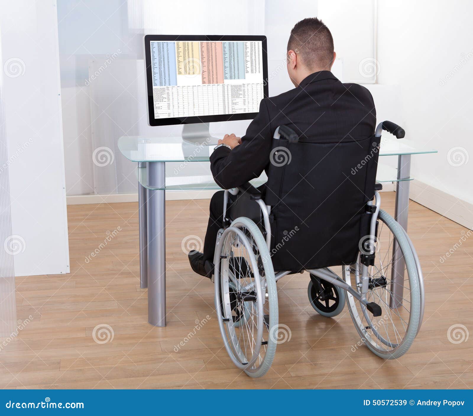 Businessman on Wheelchair Using Computer Stock Image - Image of medical ...