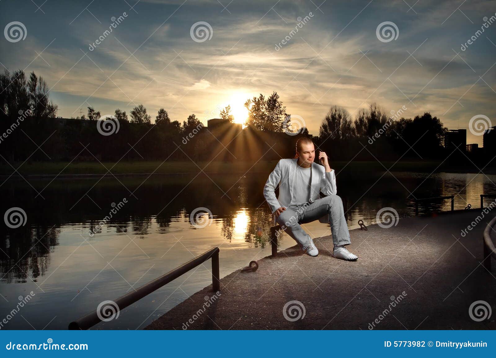 Businessman in White on the Sunset Stock Photo - Image of pure, freedom ...