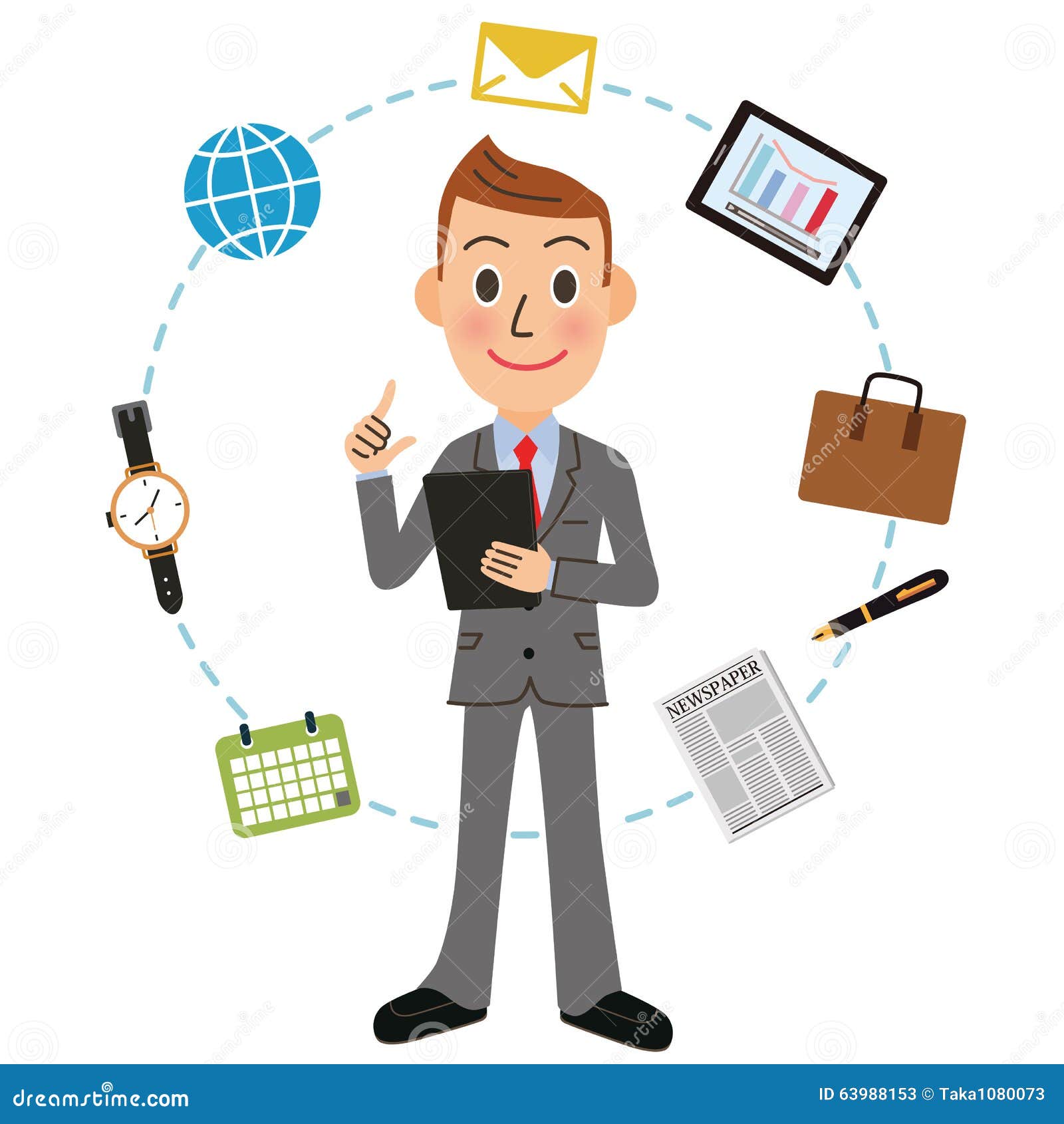 Businessman stock vector. Illustration of clock, management - 63988153
