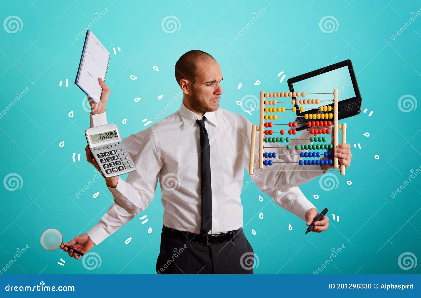 Businessman Who Daoes a Lot of Tasks Simultaneously. Concept of ...