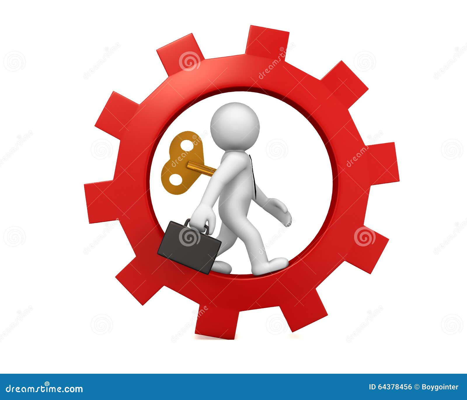 Businessman with wind-up stock illustration. Illustration of model ...