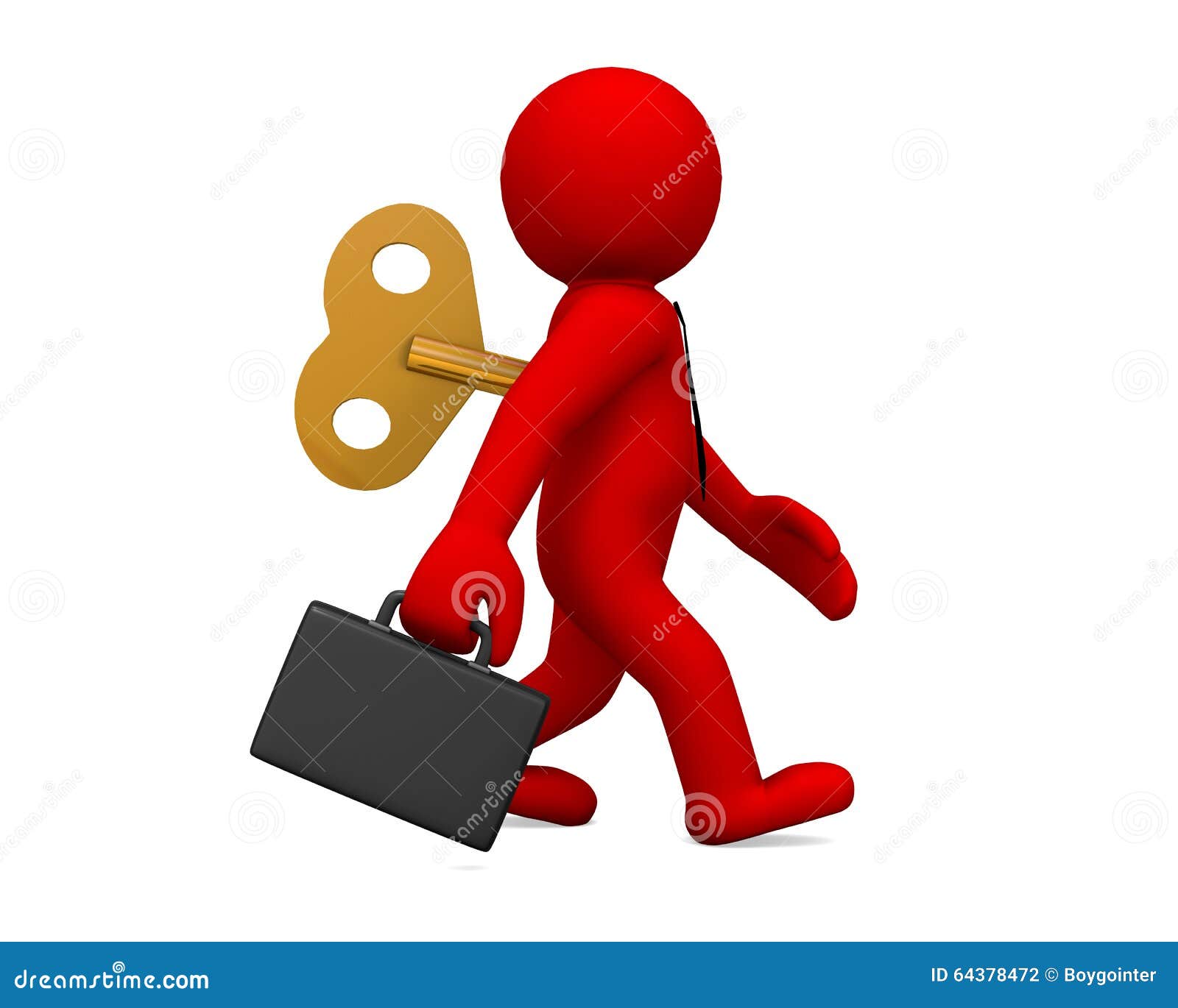 Businessman with wind-up stock illustration. Illustration of black ...