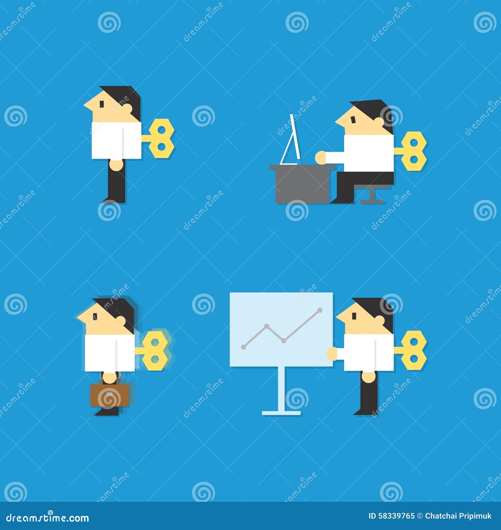 Businessman wind up stock vector. Illustration of clip - 58339765