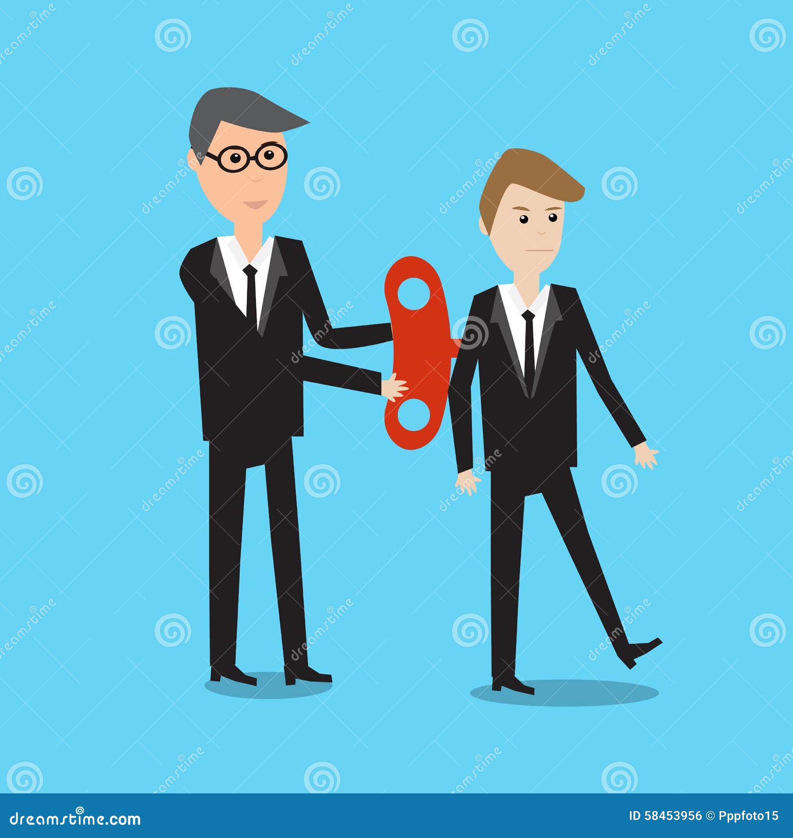 Businessman with Wind-up Key in His Back Eps10 Vector. Illustra Stock ...