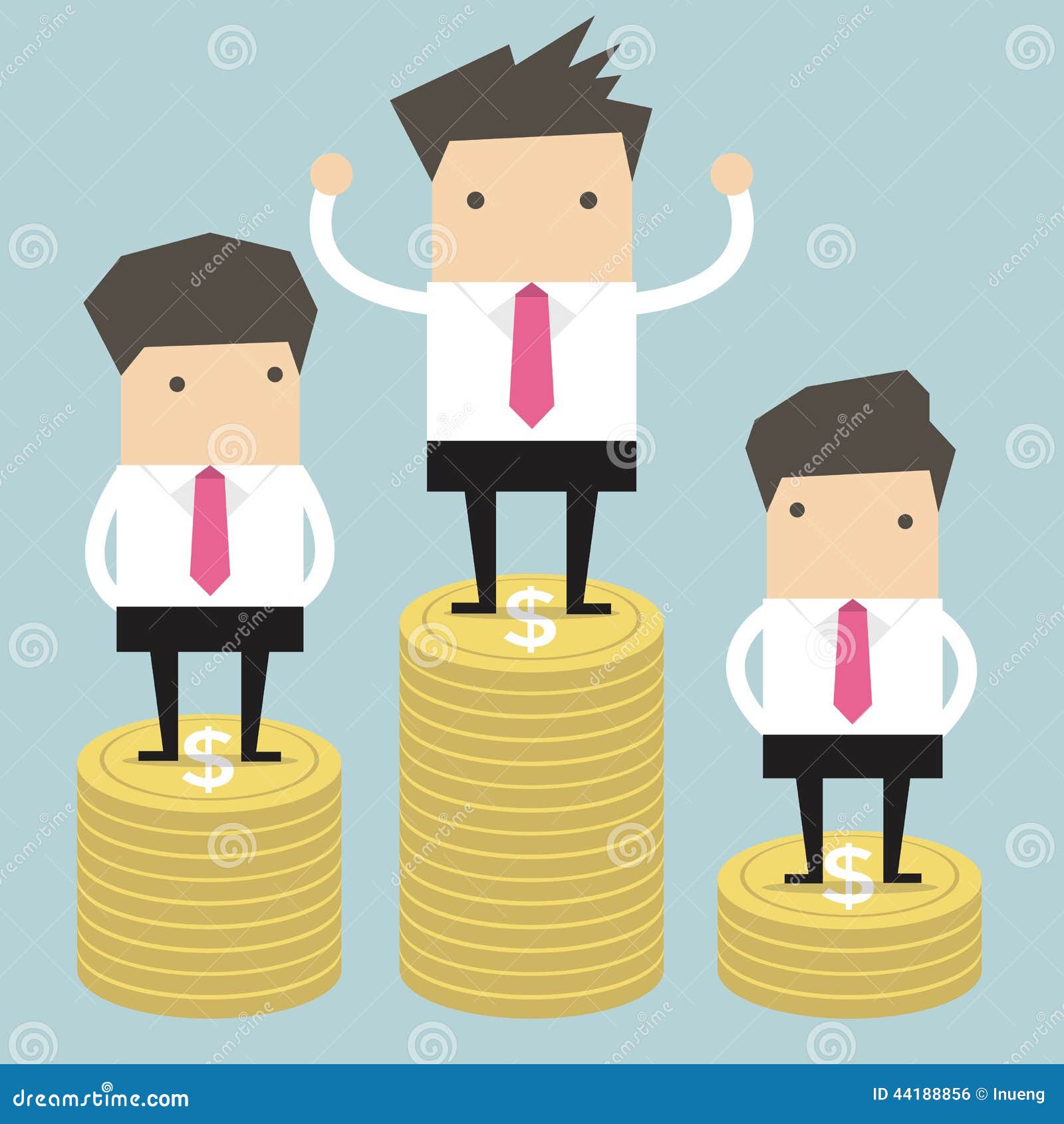 Businessman Winner Standing on Gold Coin Stock Vector - Illustration of ...