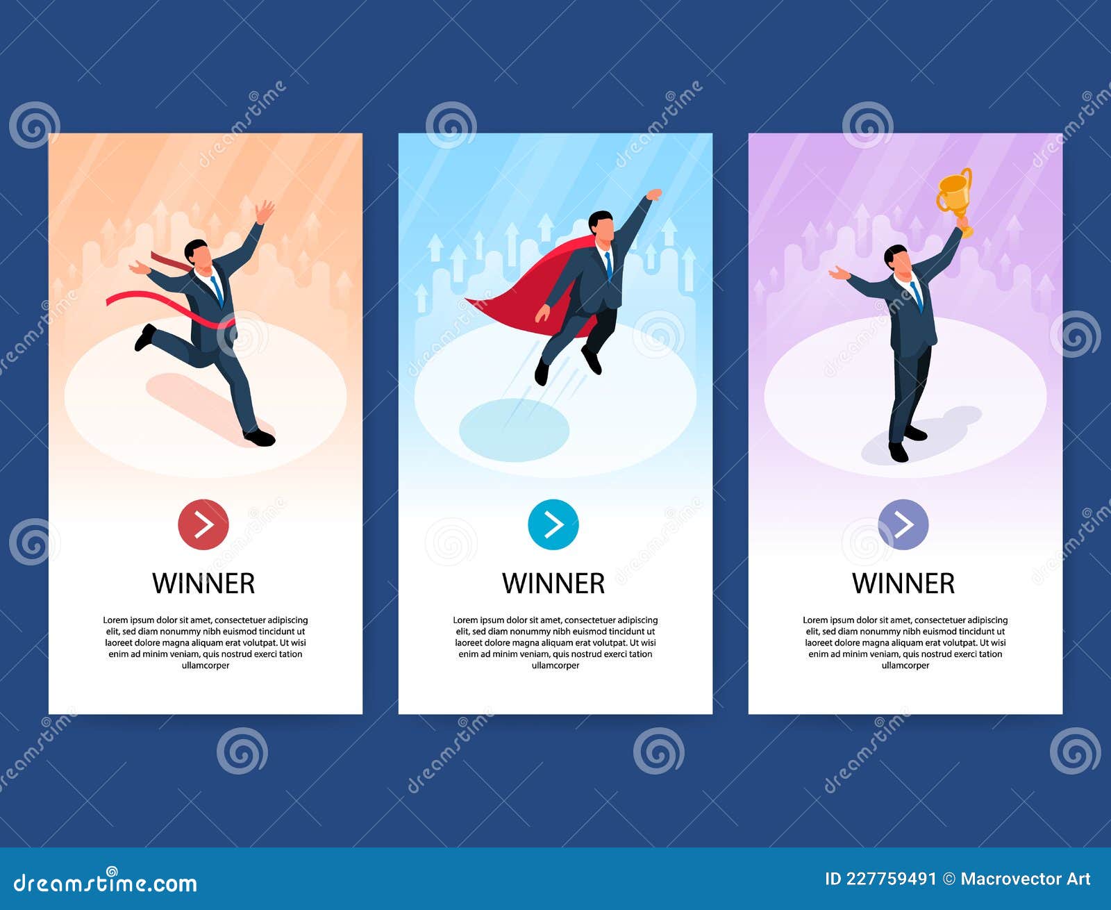 Businessman Winner Vertical Banners Stock Vector - Illustration of ...