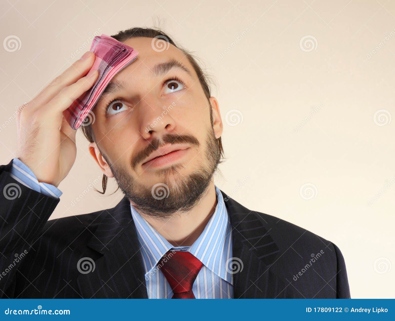 The Businessman Wipes a Forehead by Stock Photo - Image of board, card ...