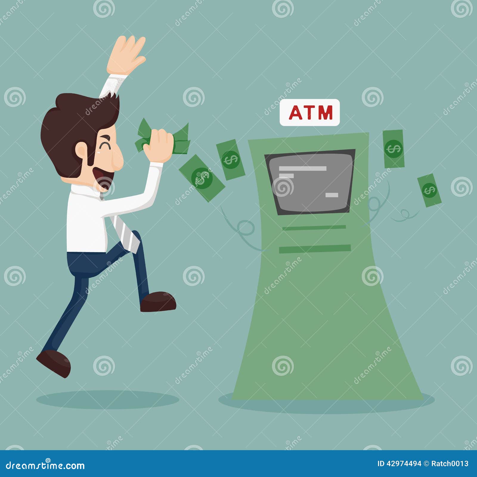 Businessman Withdrawing Money from ATM Stock Vector - Illustration of ...