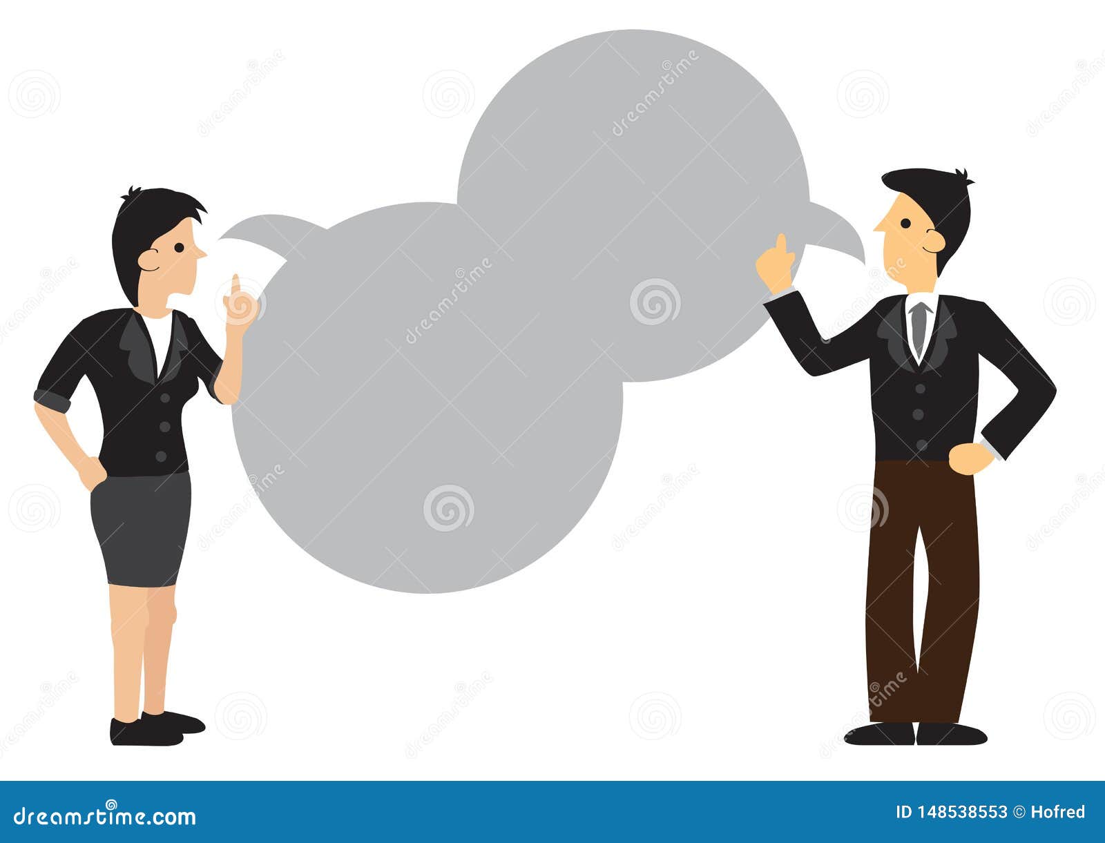 Businessman and Woman Having a Communication with Empty Speech Bubble ...
