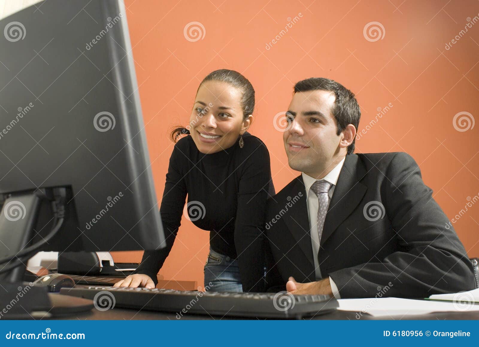 Businessman and Woman Working - Horizontal Stock Photo - Image of adult ...