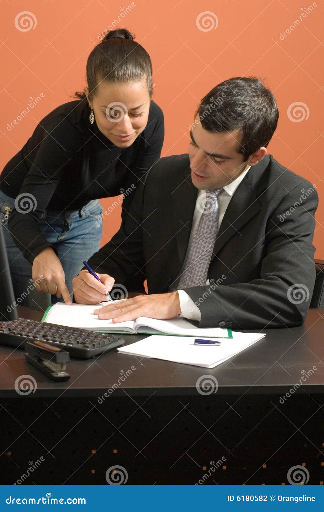 Businessman and Woman Working. Vertical Stock Photo - Image of latin ...