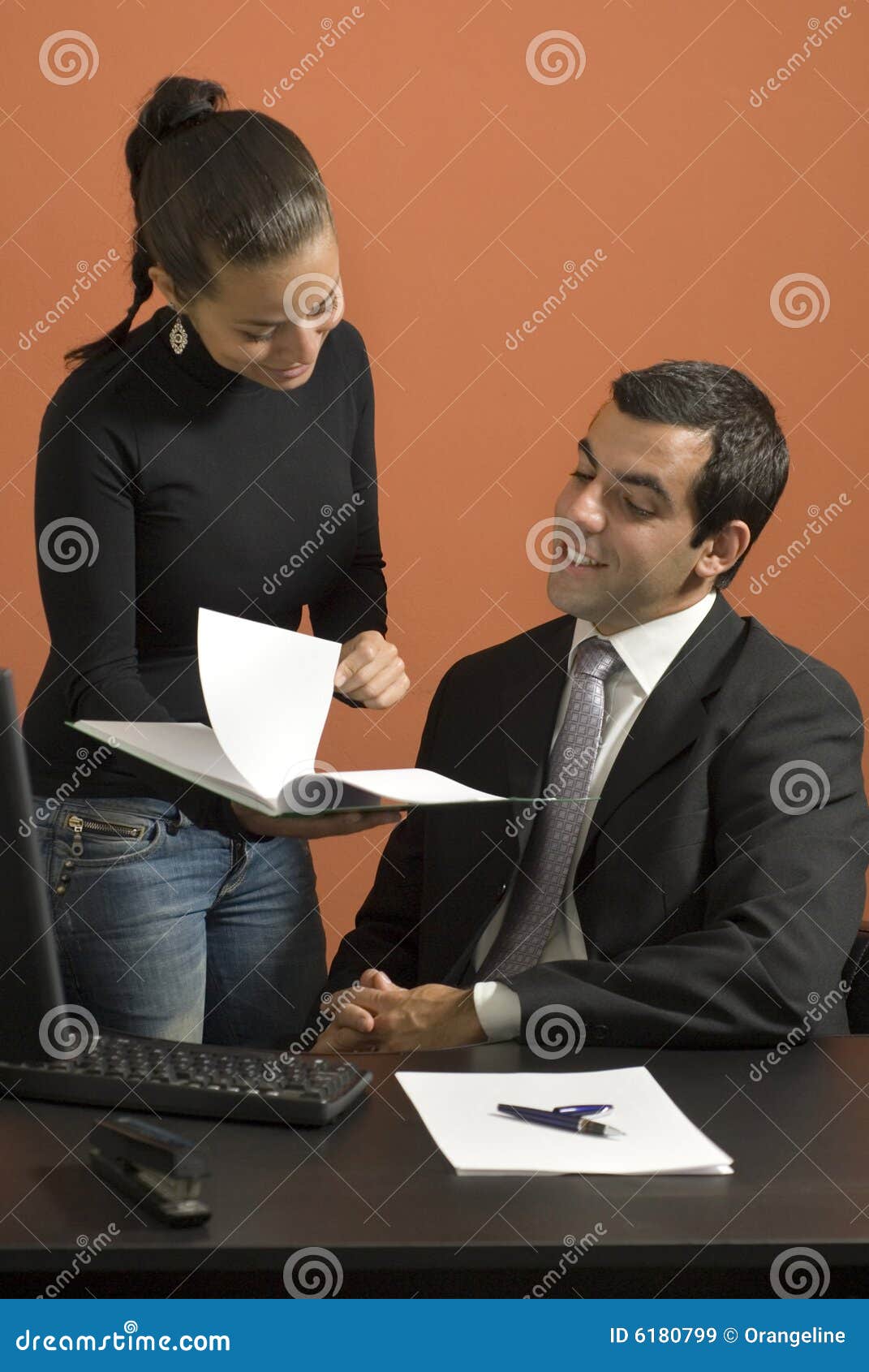 Businessman and Woman Working - Vertical Stock Image - Image of inside ...
